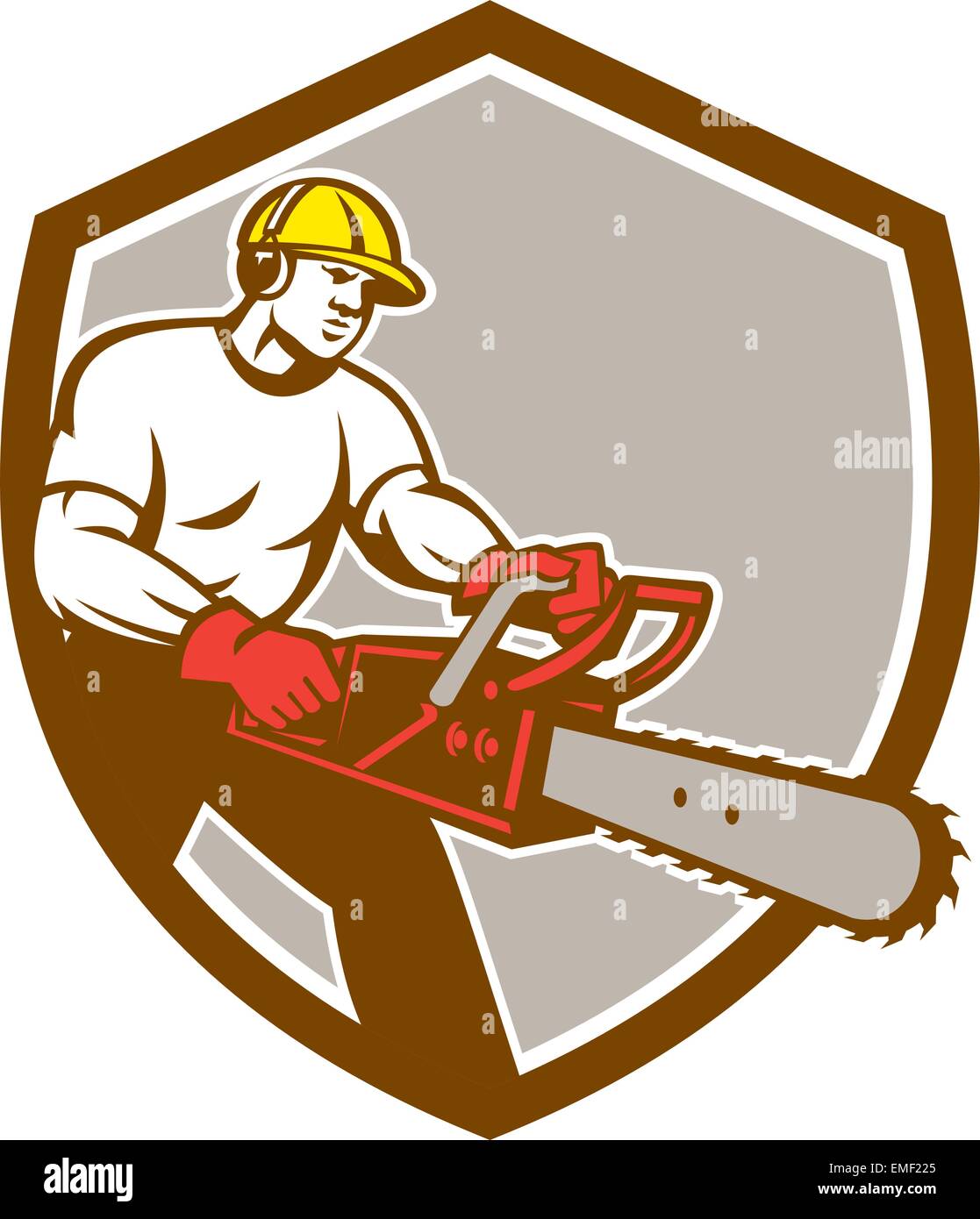 Lumberjack Tree Surgeon Arborist Chainsaw Shield Stock Vector Image ...