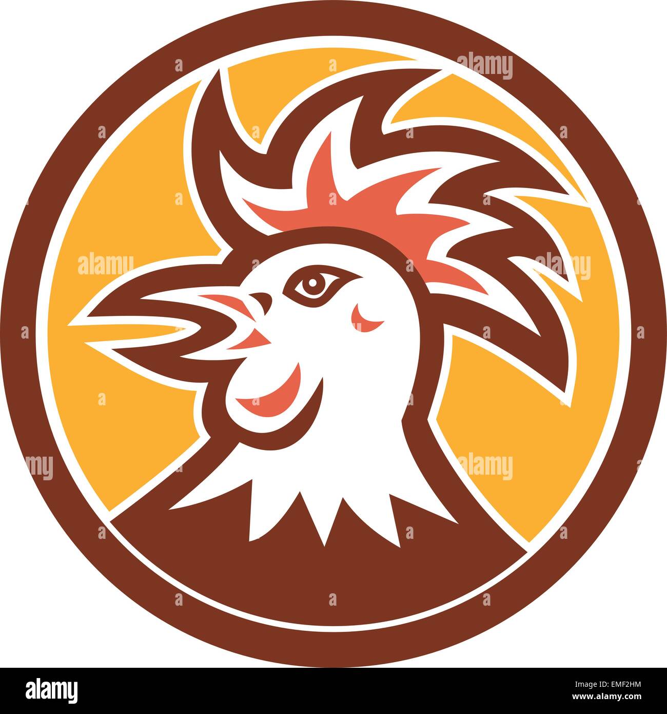 Cockerel Rooster Head Circle Retro Stock Vector Image & Art - Alamy