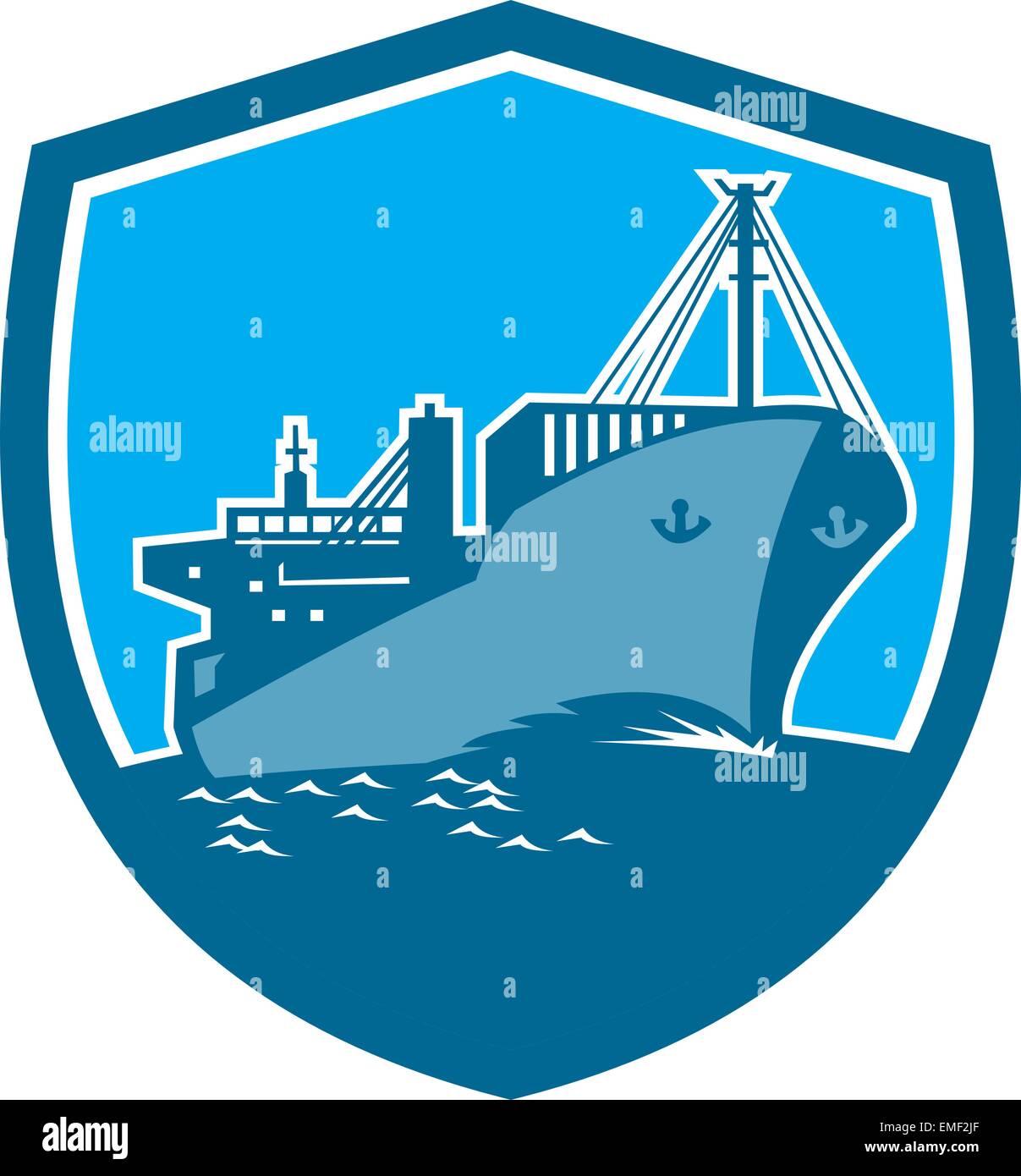 Container Ship Cargo Boat Shield Retro Stock Vector Image & Art - Alamy