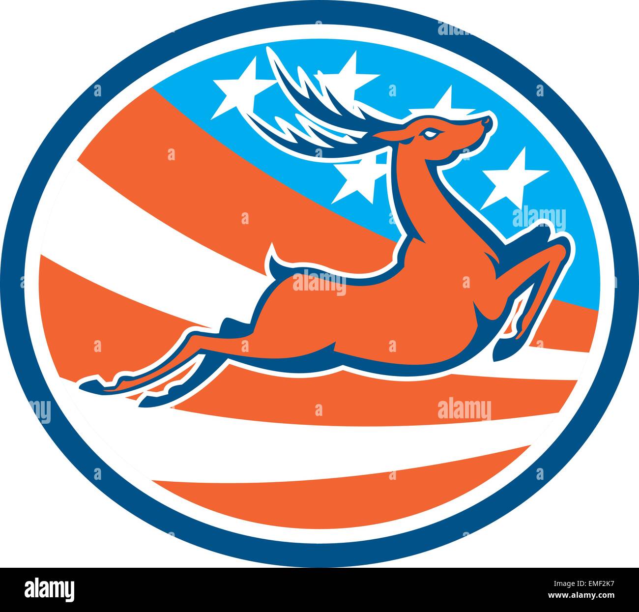Deer Stag Buck Jumping USA Flag Circle Stock Vector Image & Art - Alamy