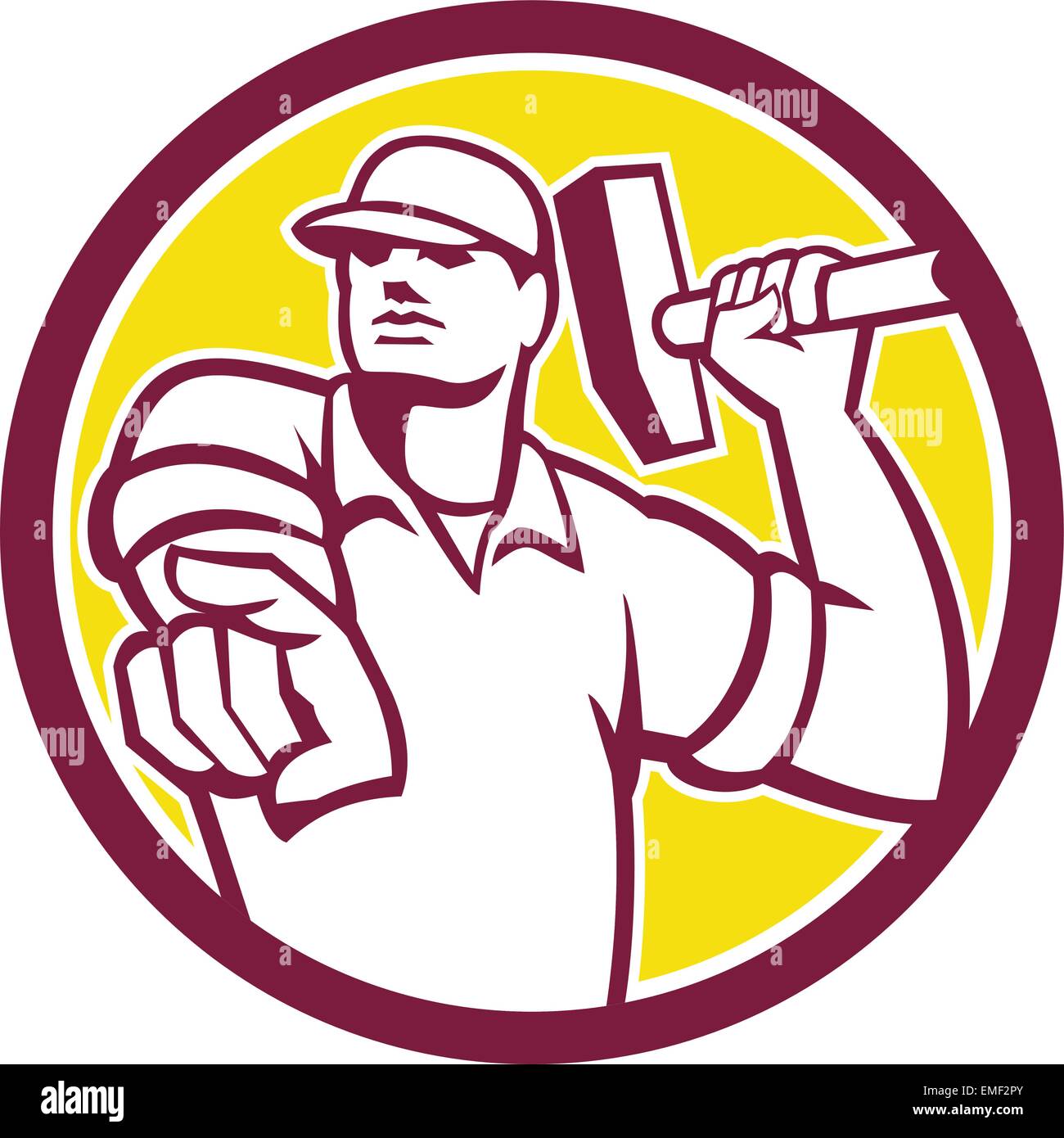 Demolition Worker Hammer Pointing Circle Retro Stock Vector Image & Art ...