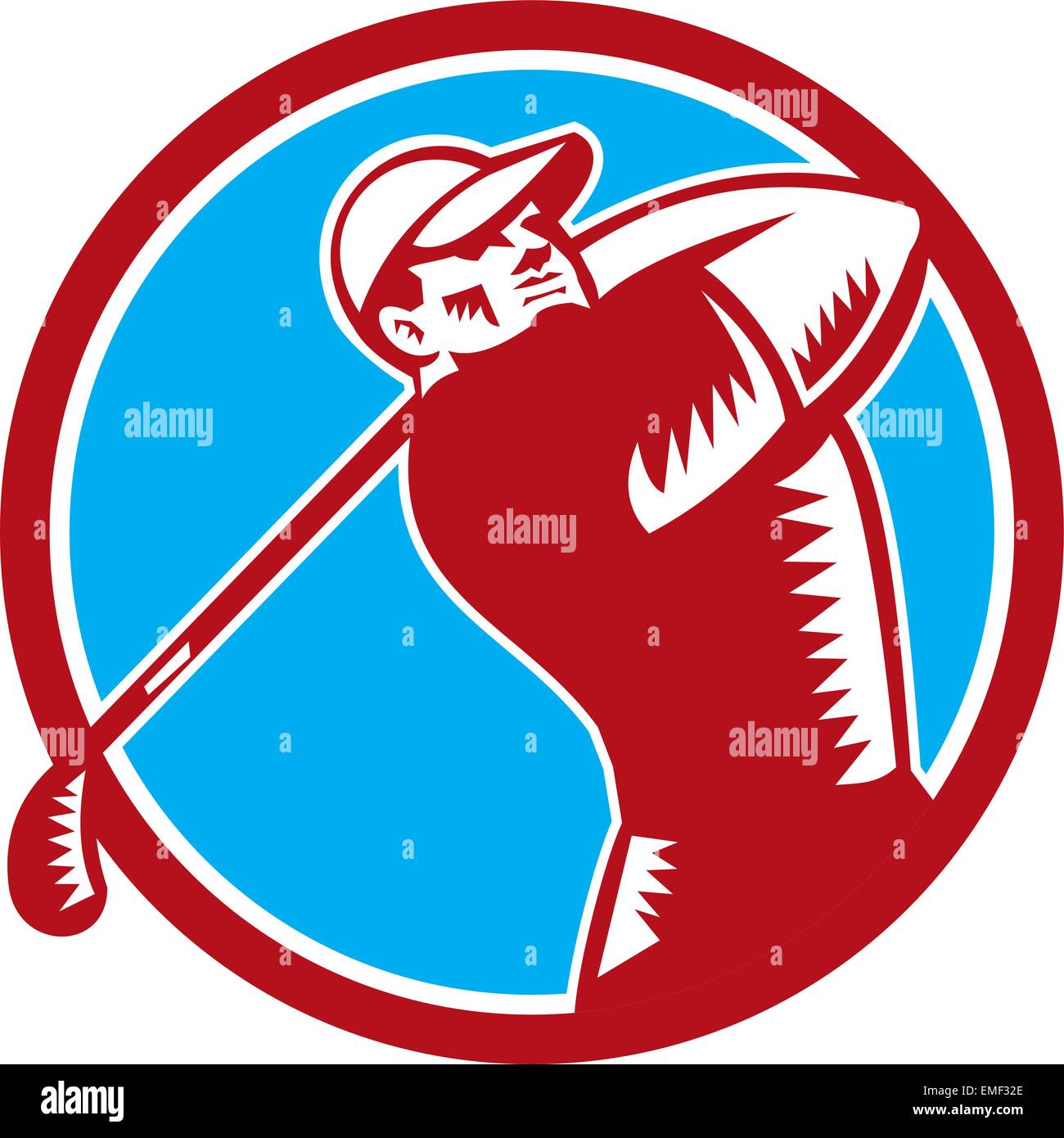Golfer Tee Off Golf Circle Woodcut Stock Vector Image & Art - Alamy