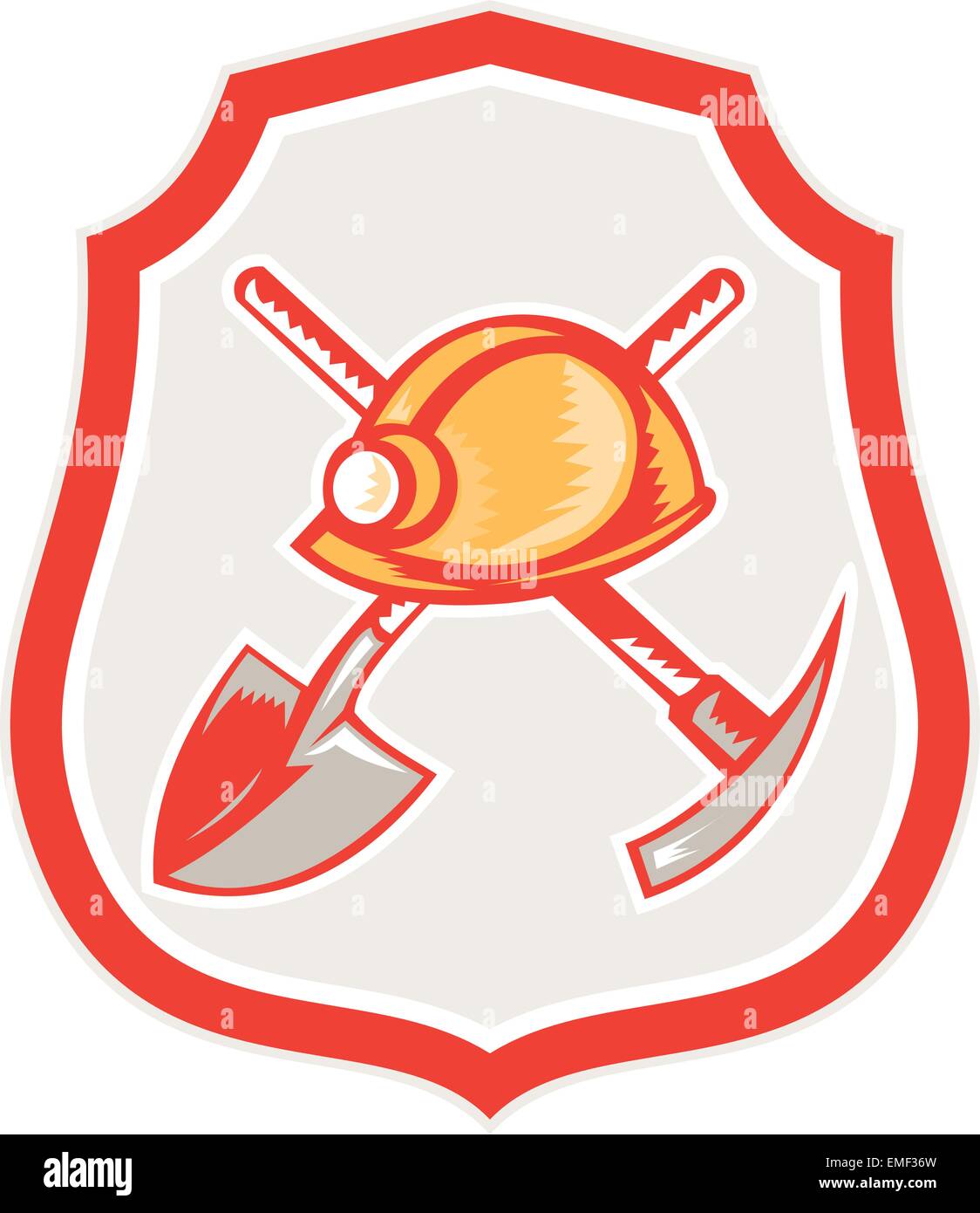 Miner Hardhat Spade Pick Axe Shield Retro Stock Vector Image & Art - Alamy