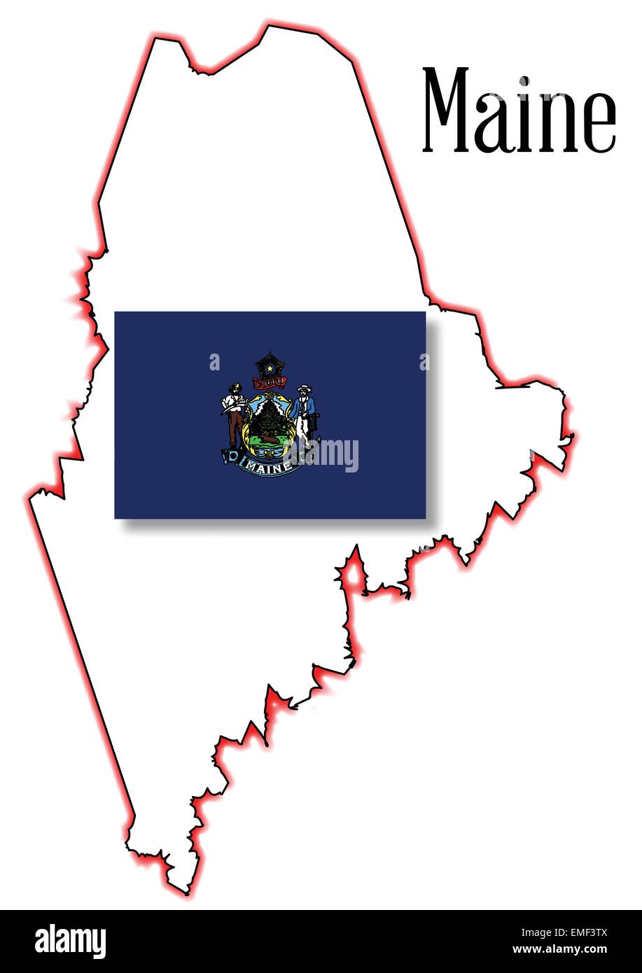 Maine State Map and Flag Stock Vector Image & Art - Alamy