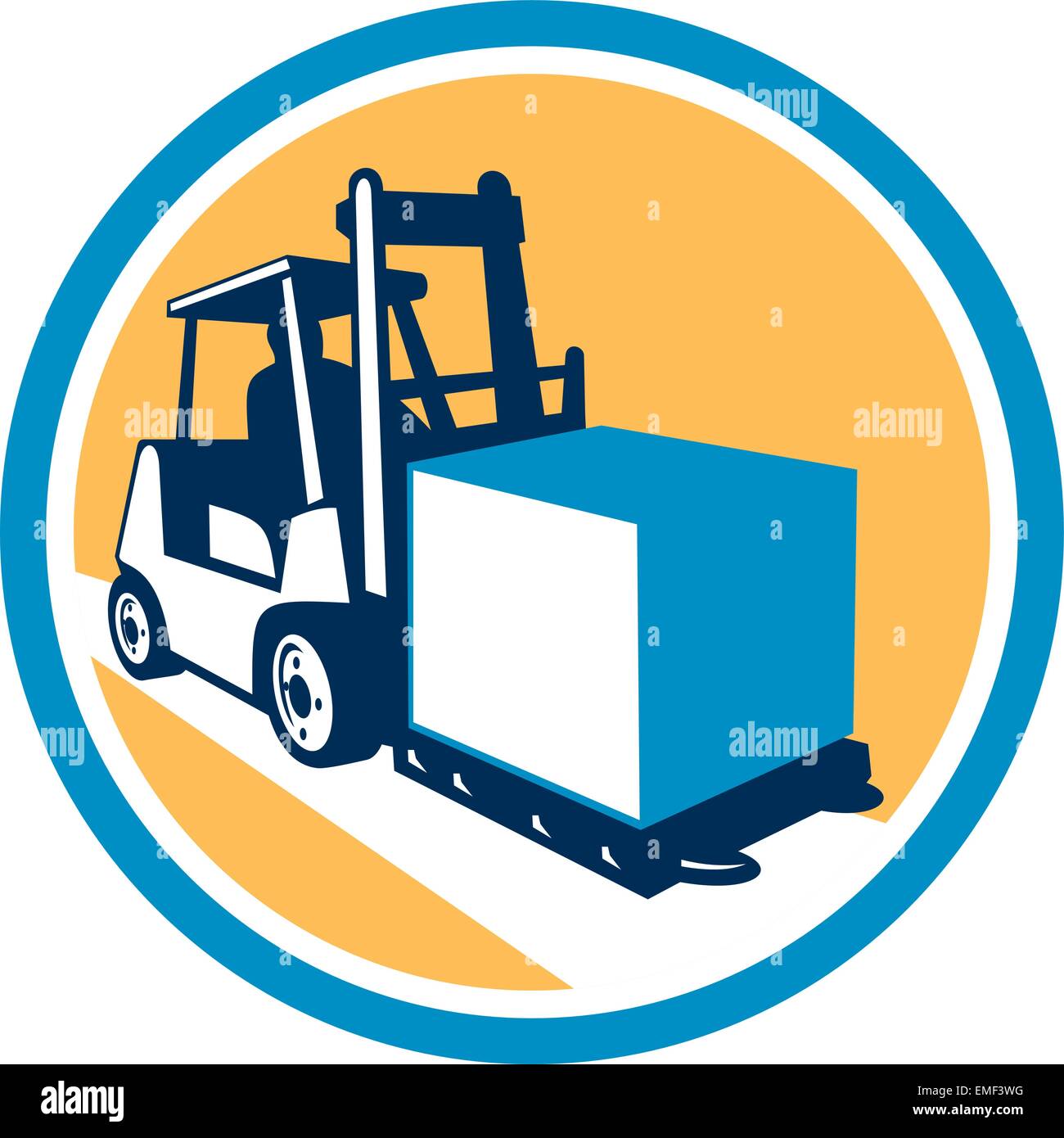 Forklift Truck Box Circle Retro Stock Vector Image & Art - Alamy