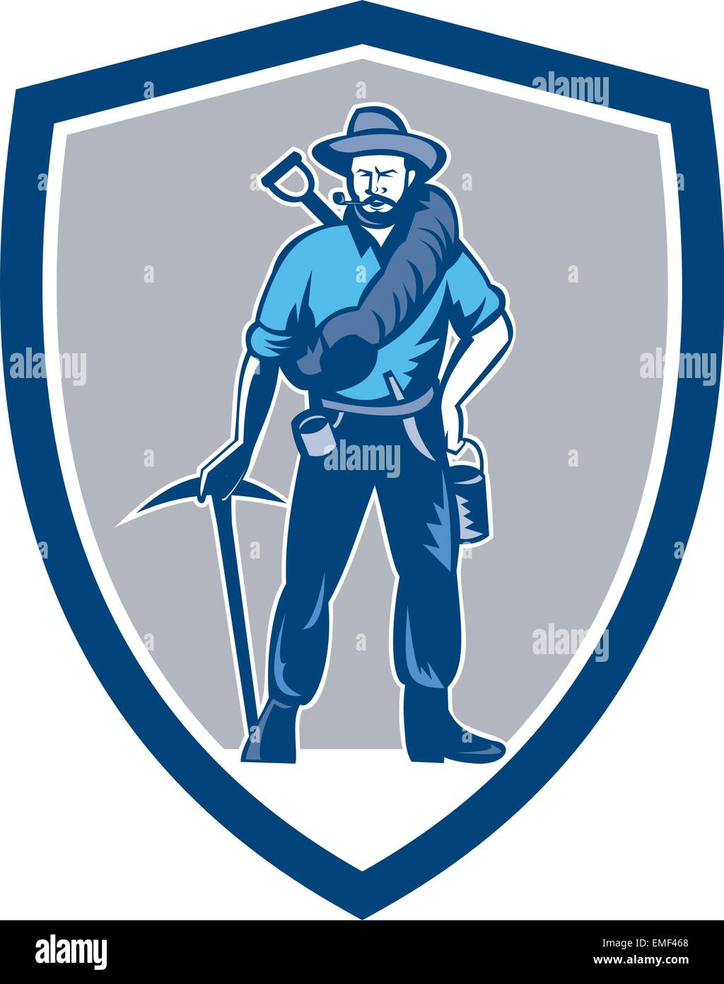 Coal Miner Pick Axe Frontpack Shield Retro Stock Vector Image & Art - Alamy