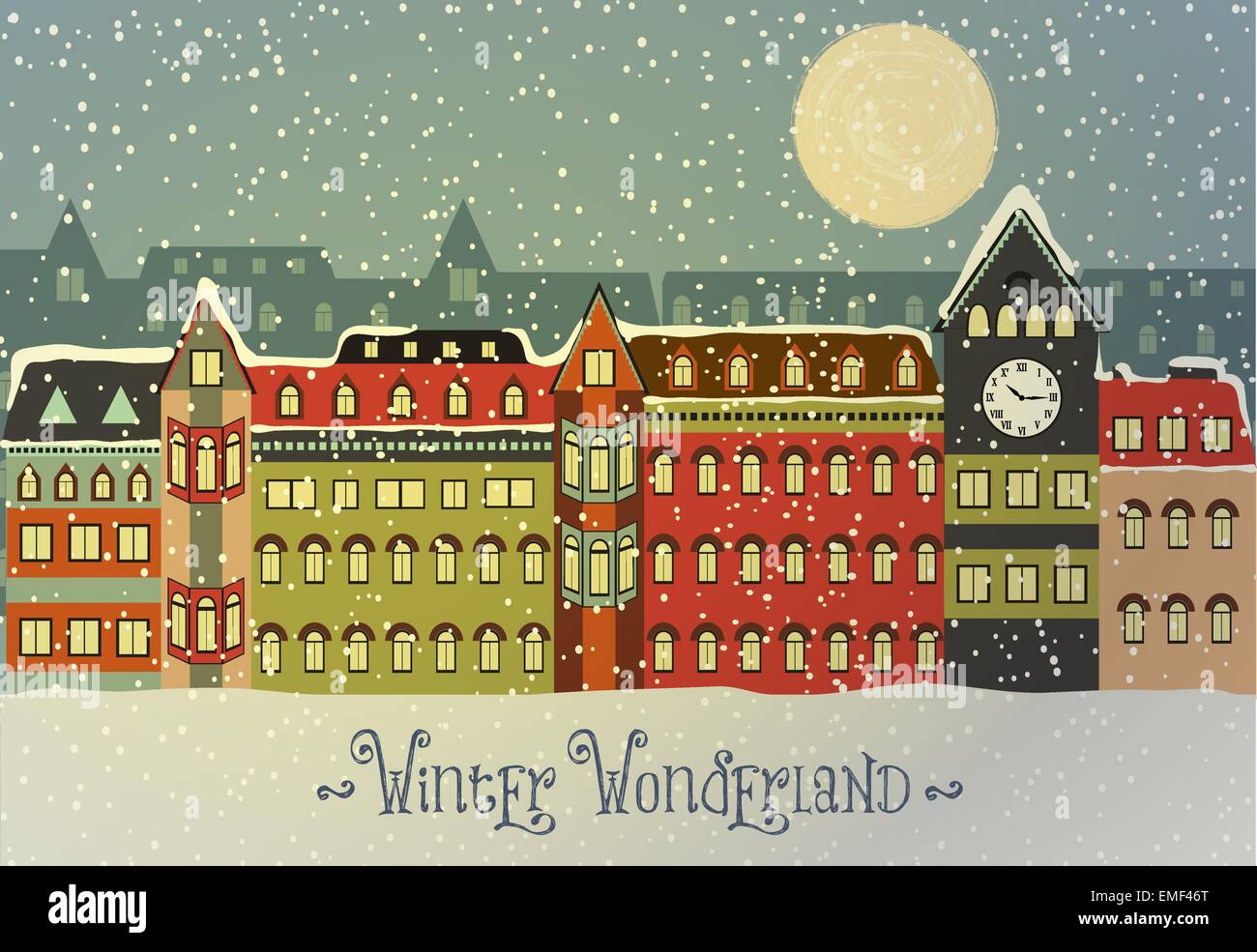 Vintage retro view winter Stock Vector Images - Alamy