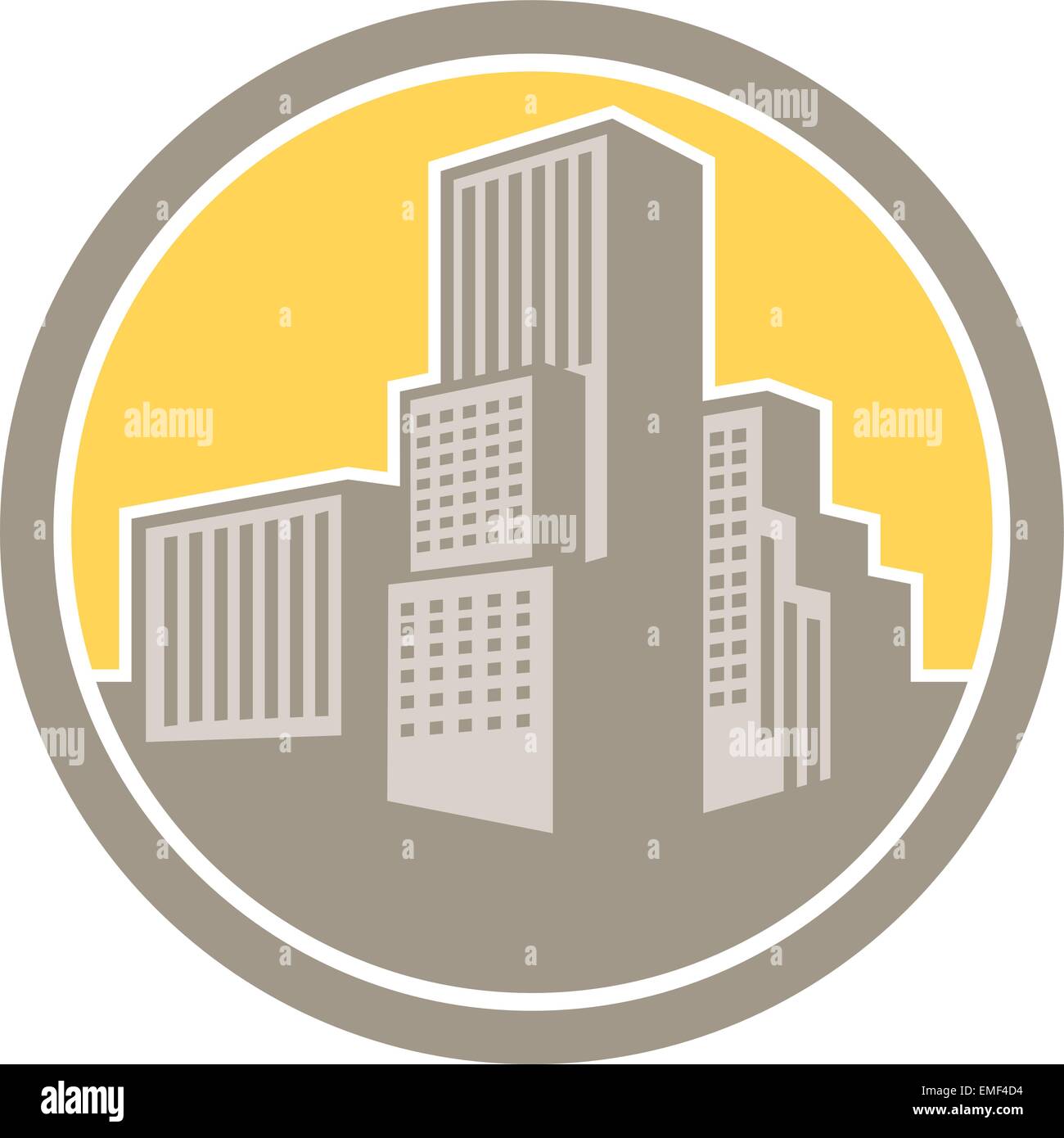 Urban Skyscraper Buildings Circle Retro Stock Vector Image & Art - Alamy