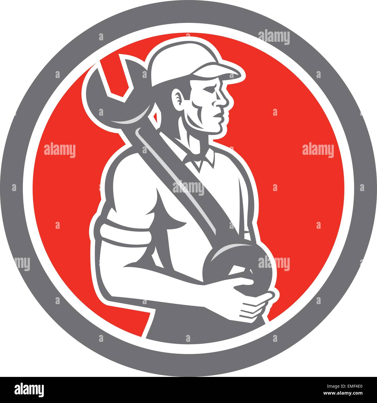 Mechanic Spanner Wrench Side Circle Retro Stock Vector Image & Art - Alamy