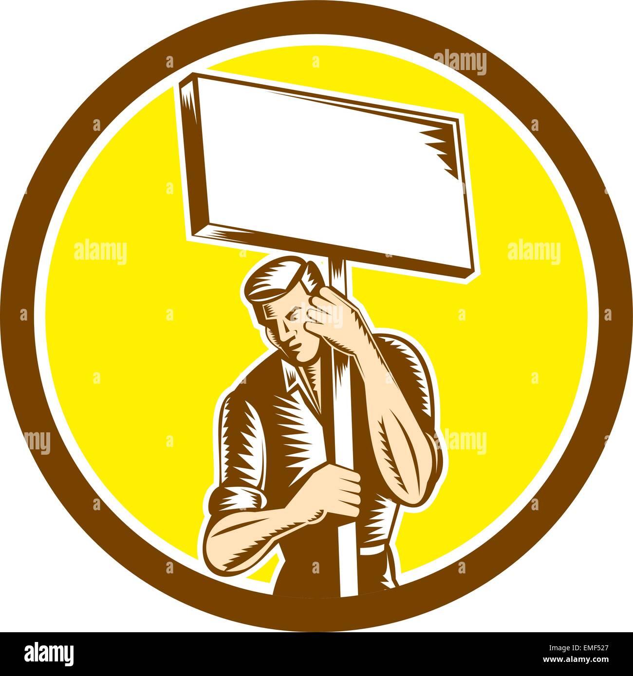 Protester Activist Union Worker Placard Sign Woodcut Stock Vector Image ...