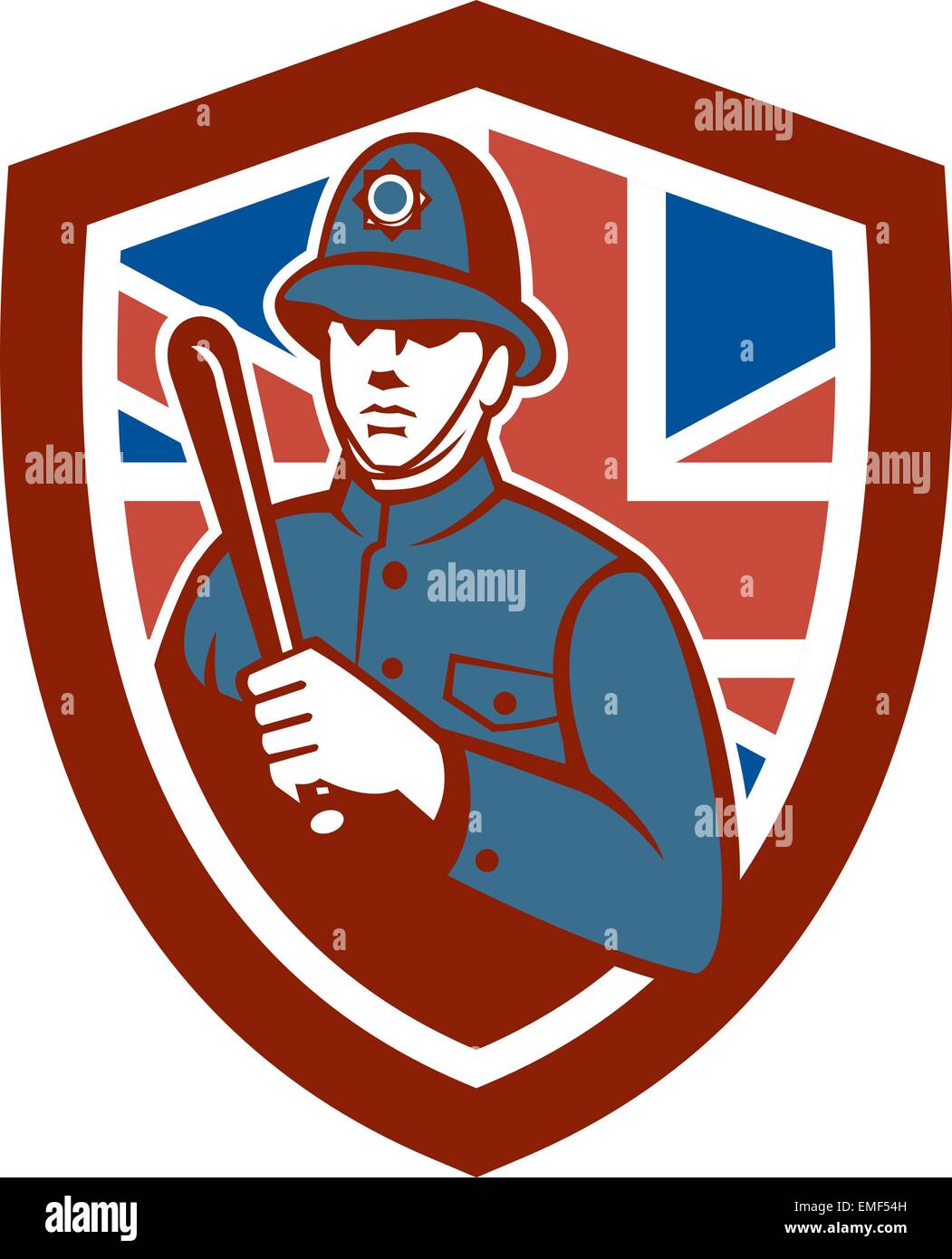 British Bobby Policeman Truncheon Flag Shield Retro Stock Vector Image ...