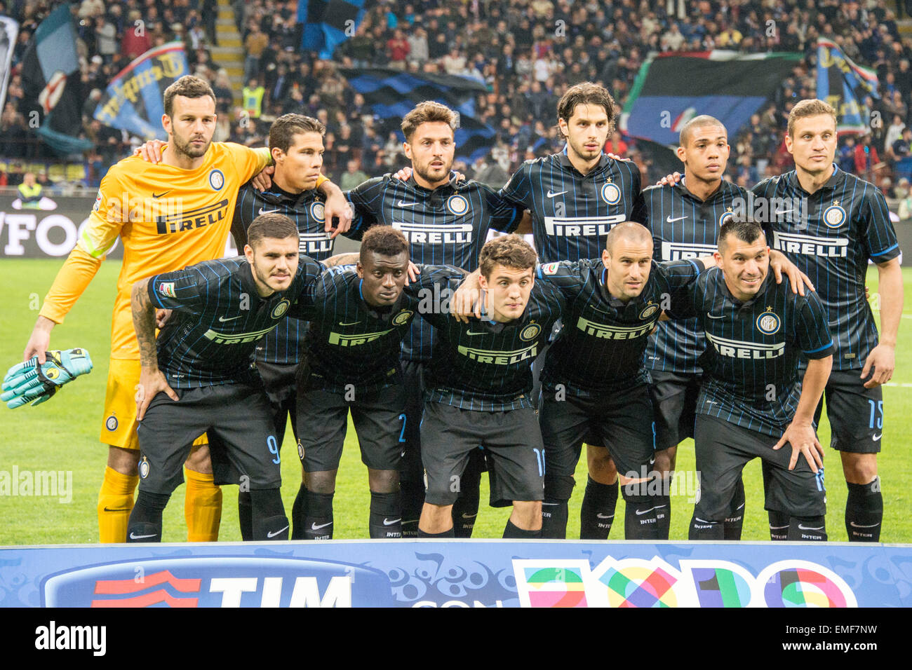 Milan, Italy. 19th Apr, 2015. Inter team group line-up Football/Soccer ...