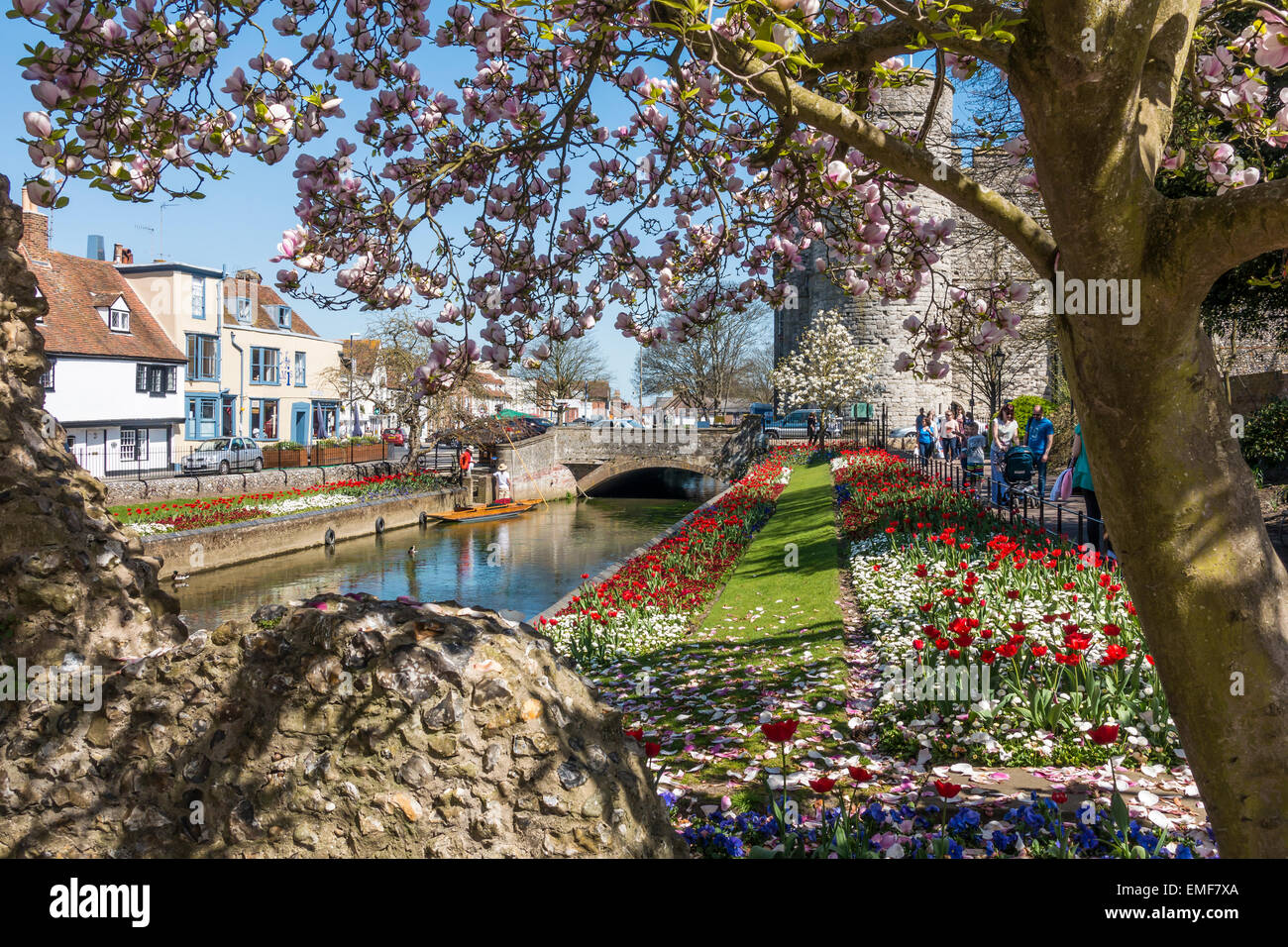 Westgate Gardens Canterbury in Spring River Stour Punting Stock Photo ...