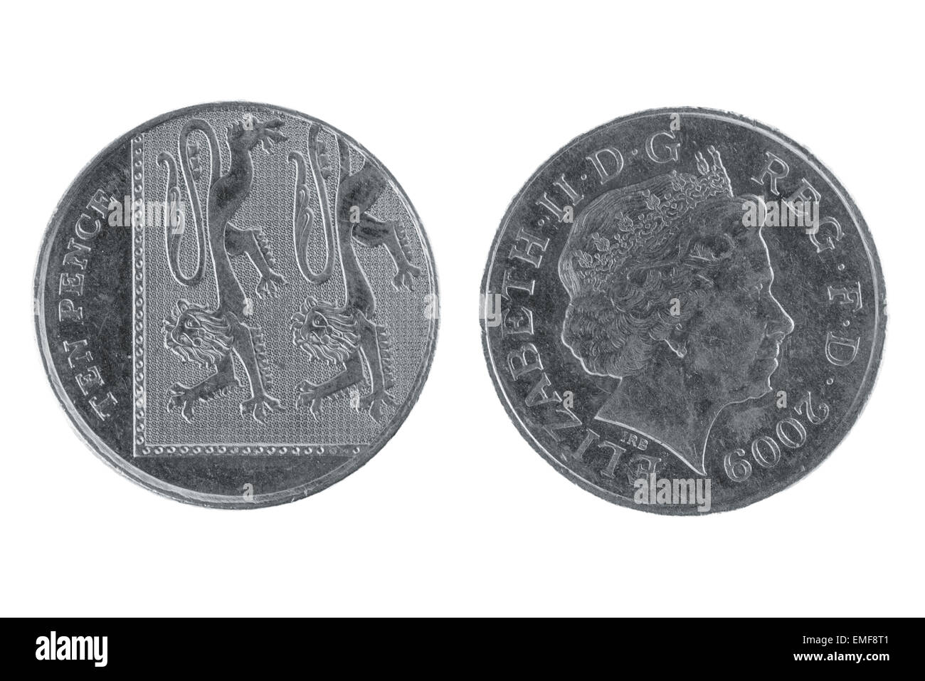 Ten Pence coin isolated over a white background Stock Photo - Alamy
