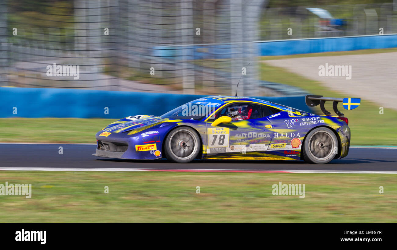 ISTANBUL, TURKEY - OCTOBER 25, 2014: Martin Nelson drives Ferrari 458 ...