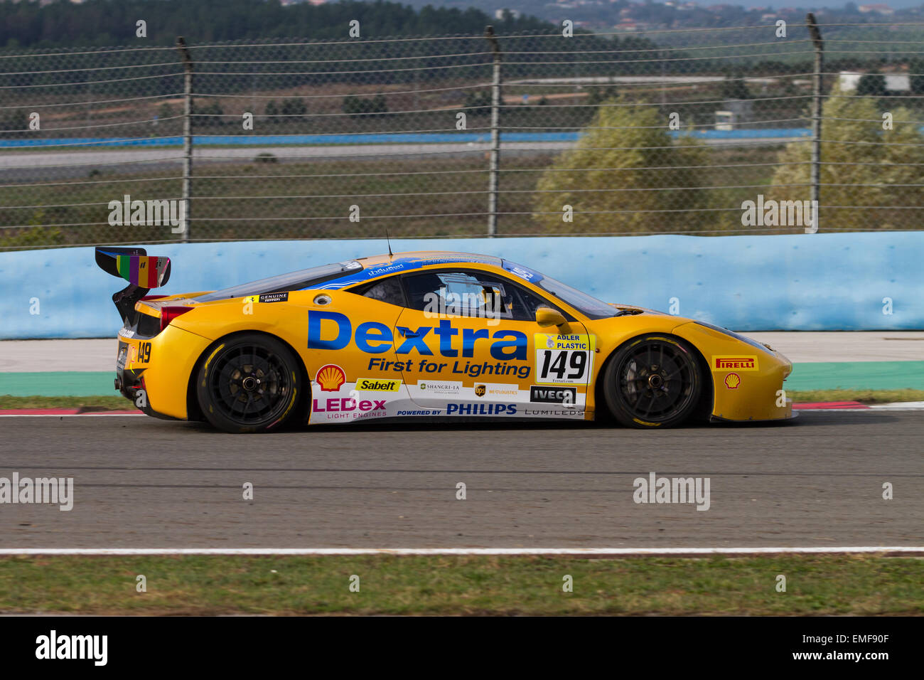 ISTANBUL, TURKEY - OCTOBER 26, 2014: Rupert Martin drives Ferrari 458 ...