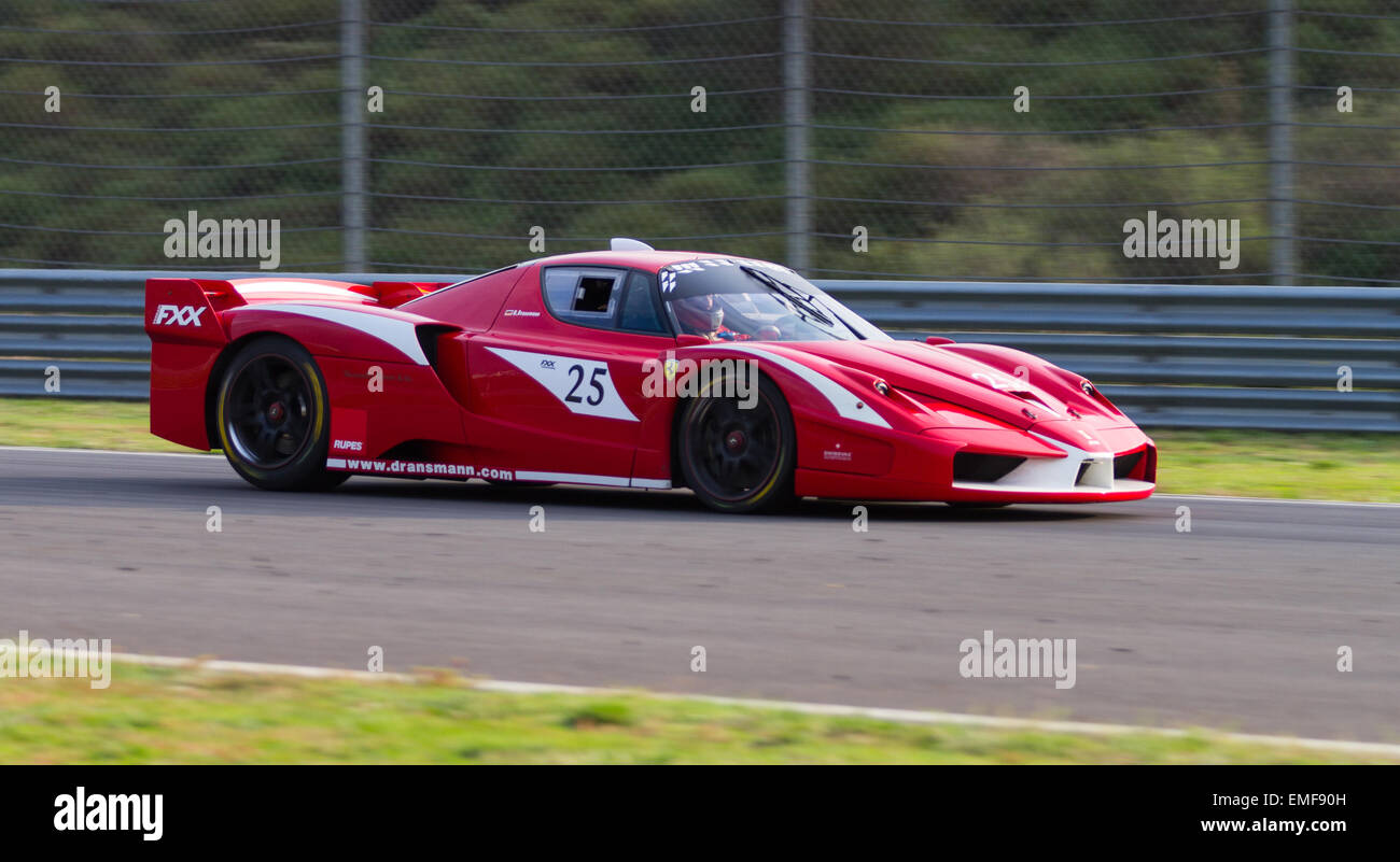 ISTANBUL, TURKEY - OCTOBER 26, 2014: B. Dransmann drives Ferrari FXX ...