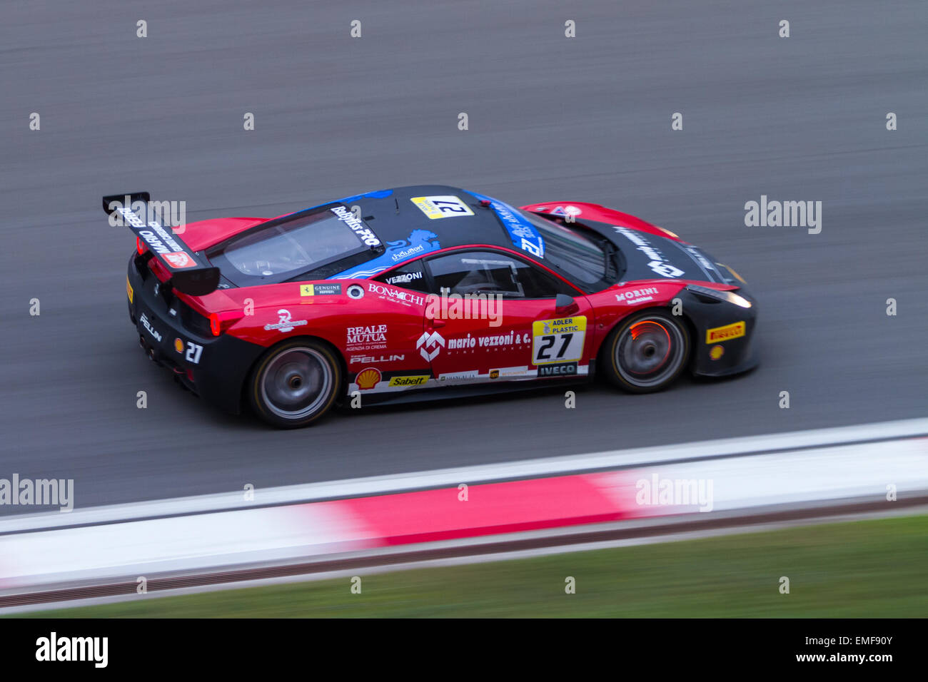ISTANBUL, TURKEY - OCTOBER 26, 2014: Alessandro Vezzoni drives Ferrari ...