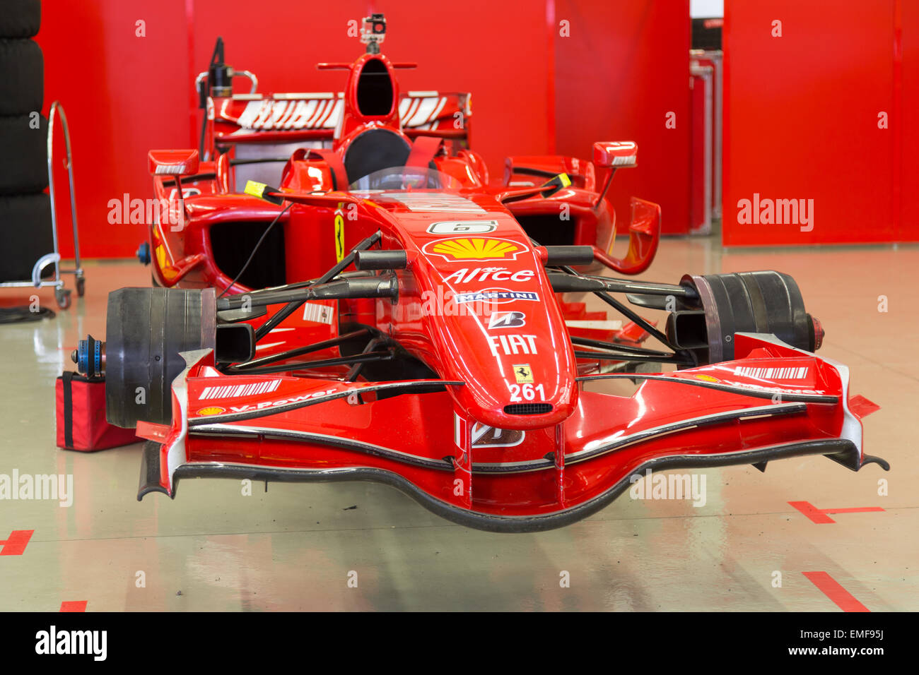 ISTANBUL, TURKEY - OCTOBER 26, 2014: F1 Car in garage of Ferrari Racing ...