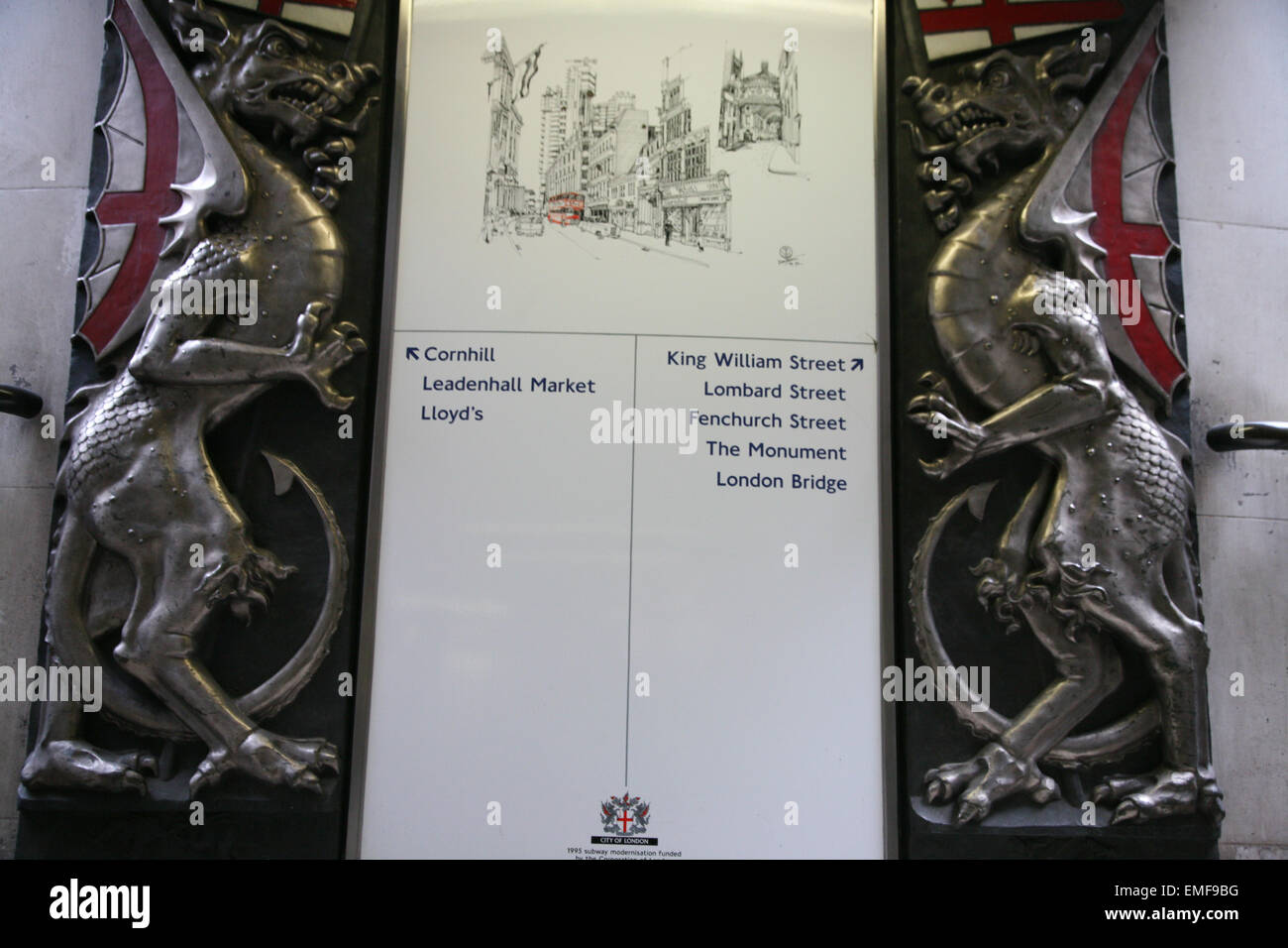 Dragon Crest, Information Sign, City of London, England Stock Photo - Alamy