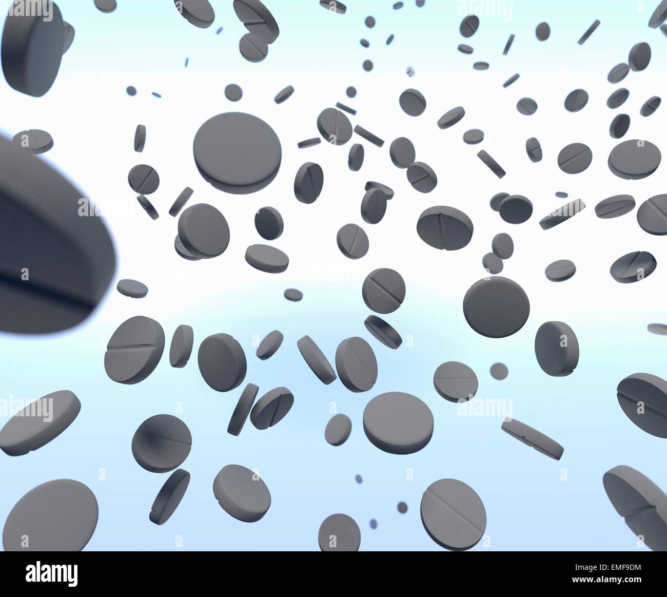 Painkillers falling out of the sky Stock Photo - Alamy