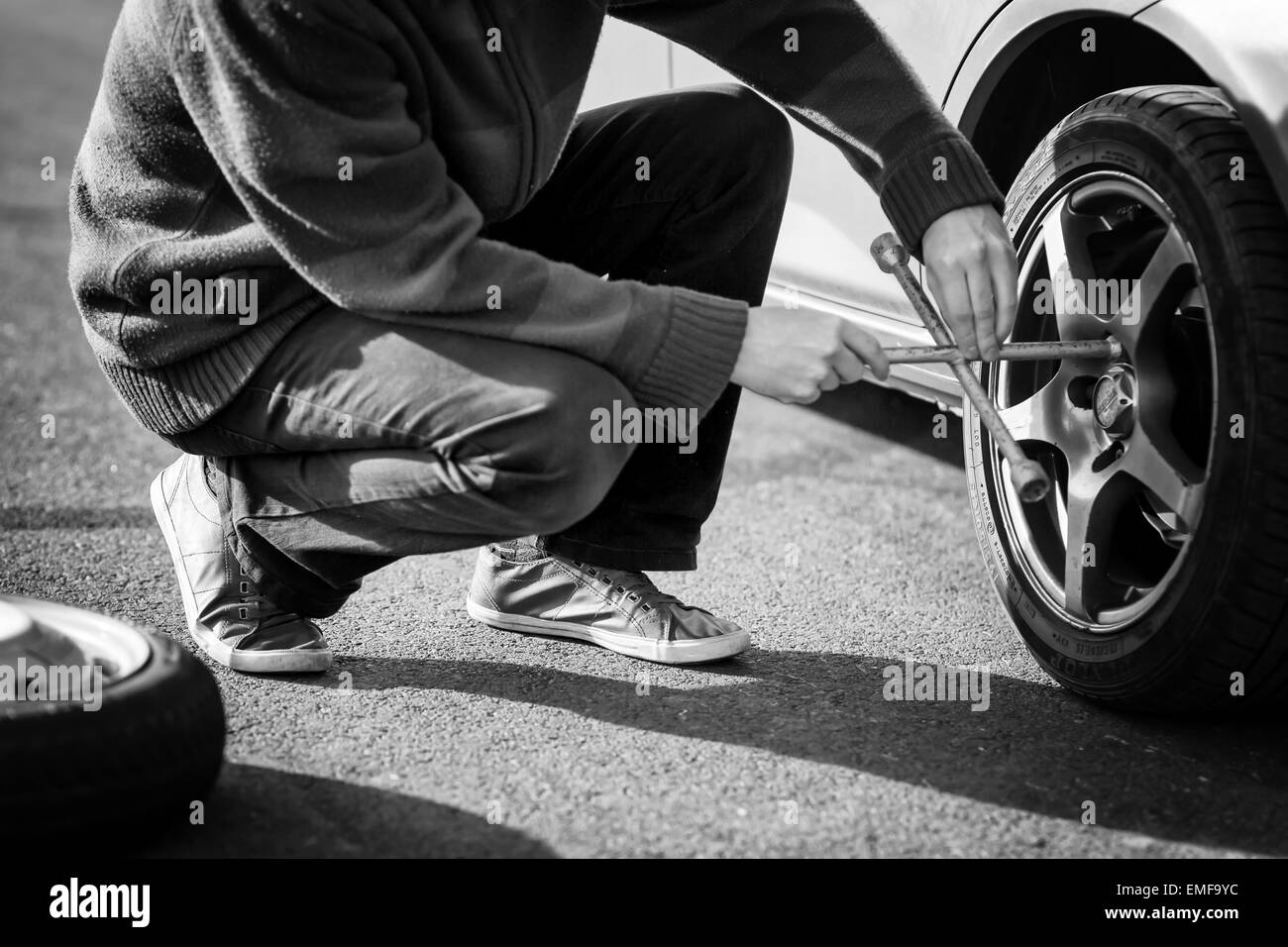 Spare wheel of a car Stock Photo - Alamy