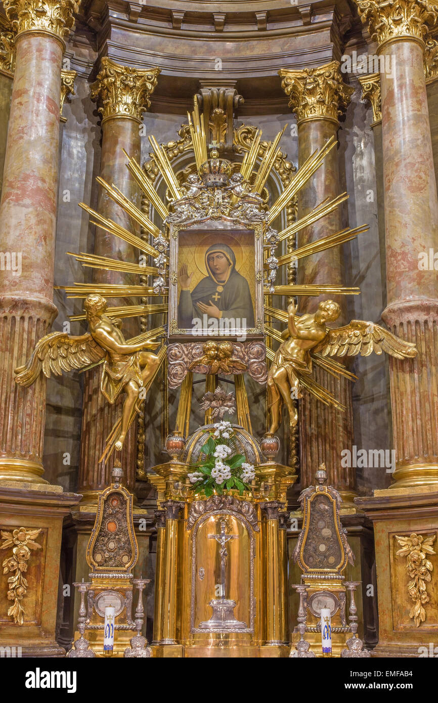 TRNAVA, SLOVAKIA - OCTOBER 14, 2014: The baroque altar of Virgin Mary ...