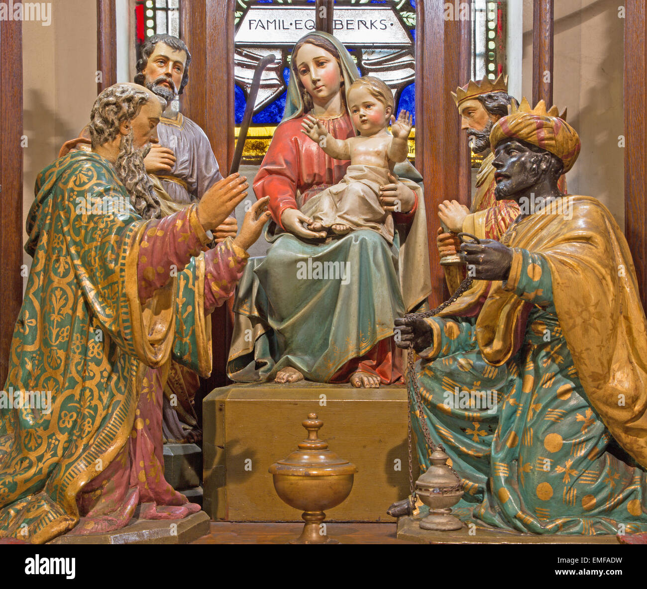 TBanska Stiavnica- The Three Magi carved and polychrome sculpture ...