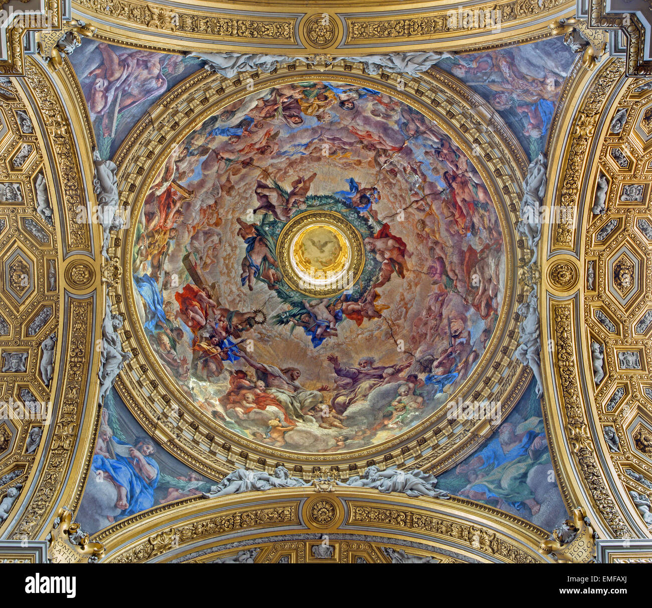 Rome - Trinity fresco in cupola of church Chiesa Nuova (Santa Maria in ...