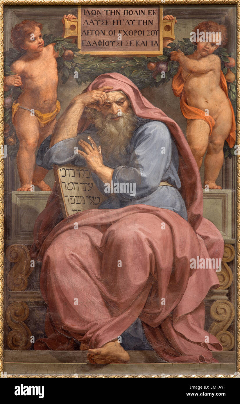 ROME, ITALY - MARCH 27, 2015: The prophet Jeremiah fresco in Basilica ...