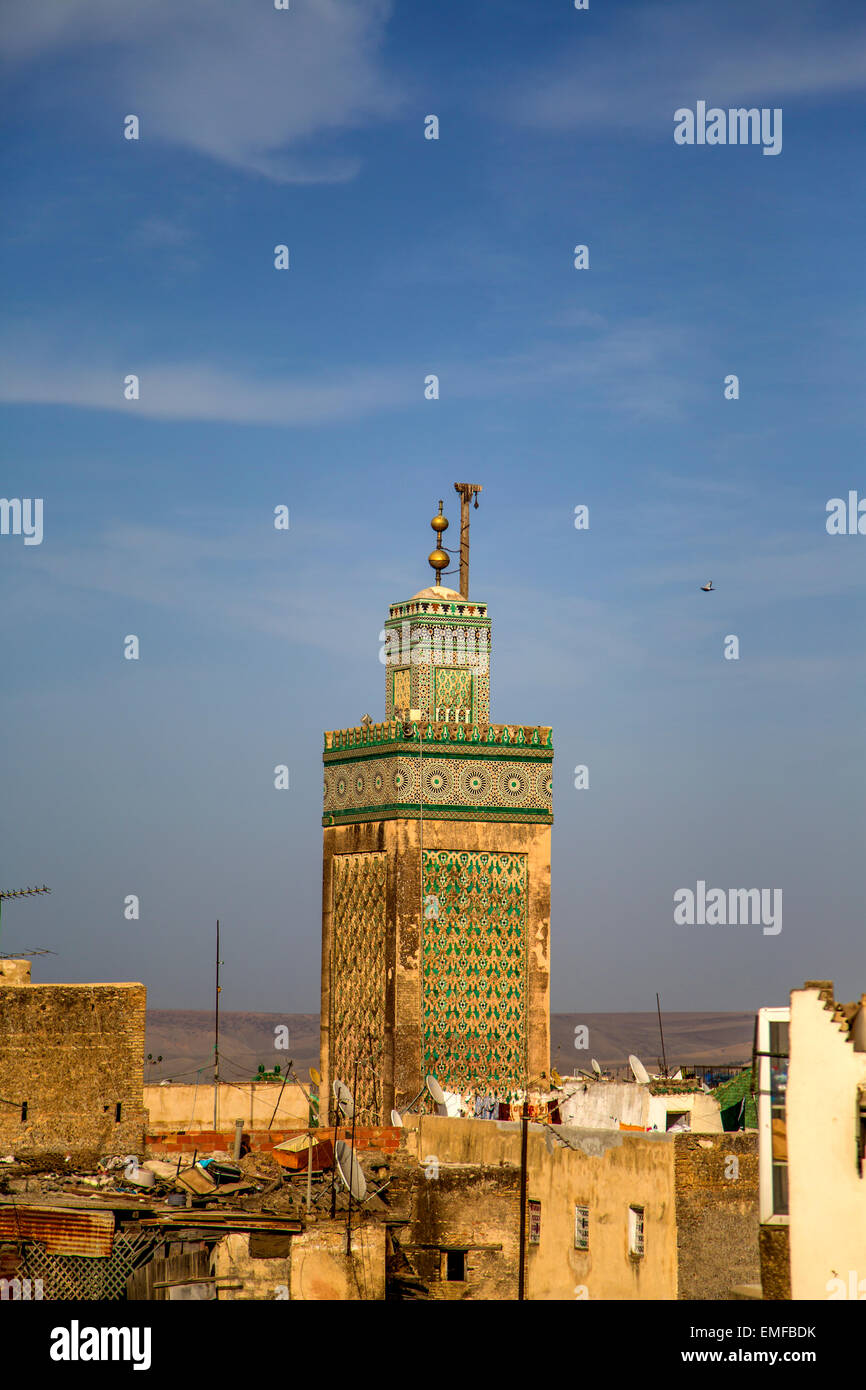 Bou Inania Madrasa minaret in Fes, Morocco Stock Photo - Alamy