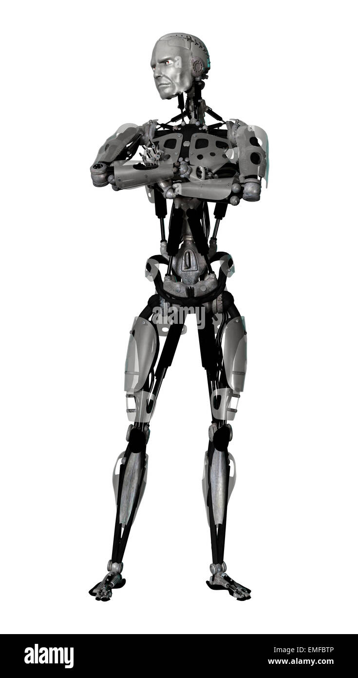 3D digital render of a male cyborg isolated on white background Stock ...