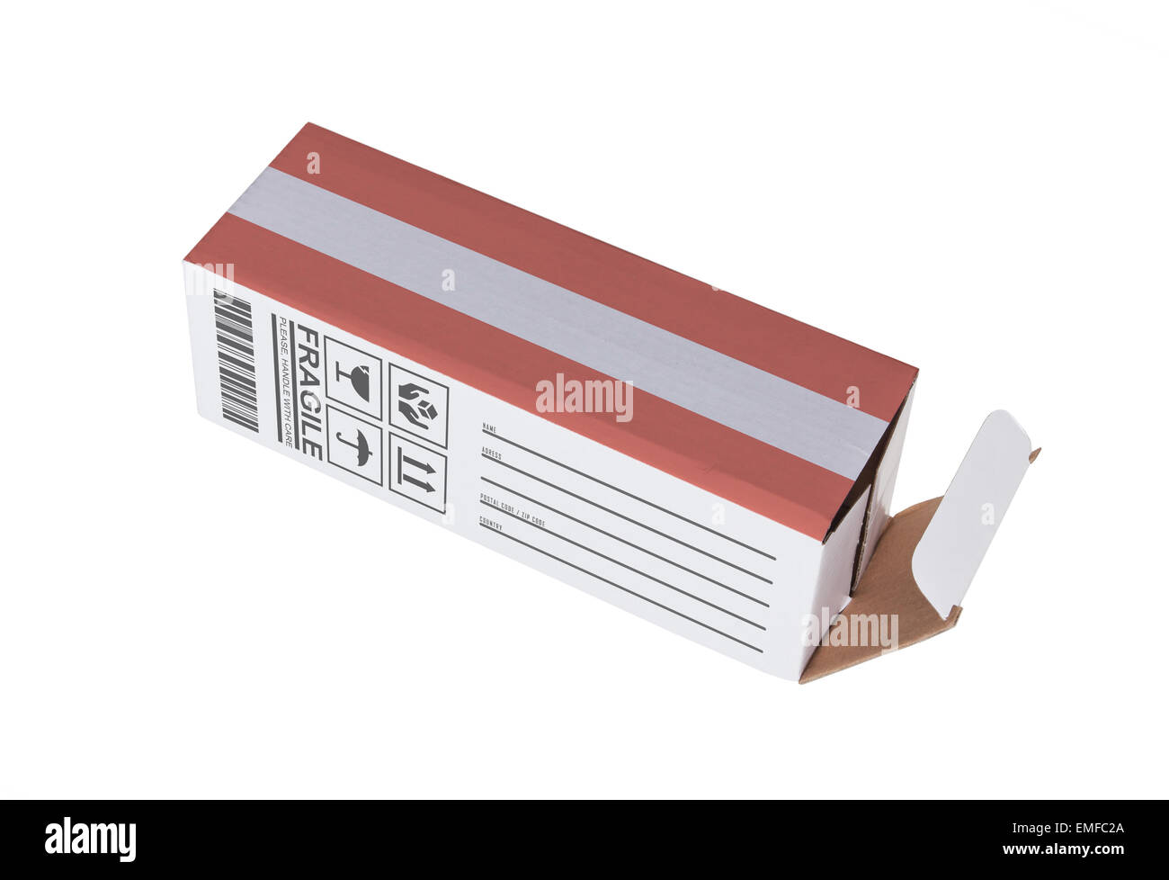 Concept of export, opened paper box - Product of Austria Stock Photo ...