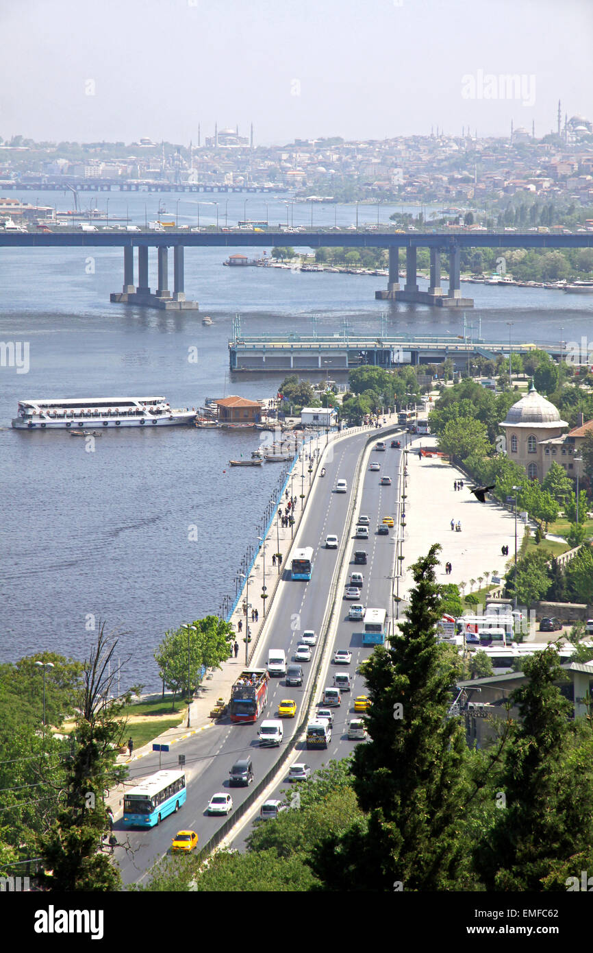 Picturesque view of Golden Horn inlet in Istanbul city, Turkey Stock ...