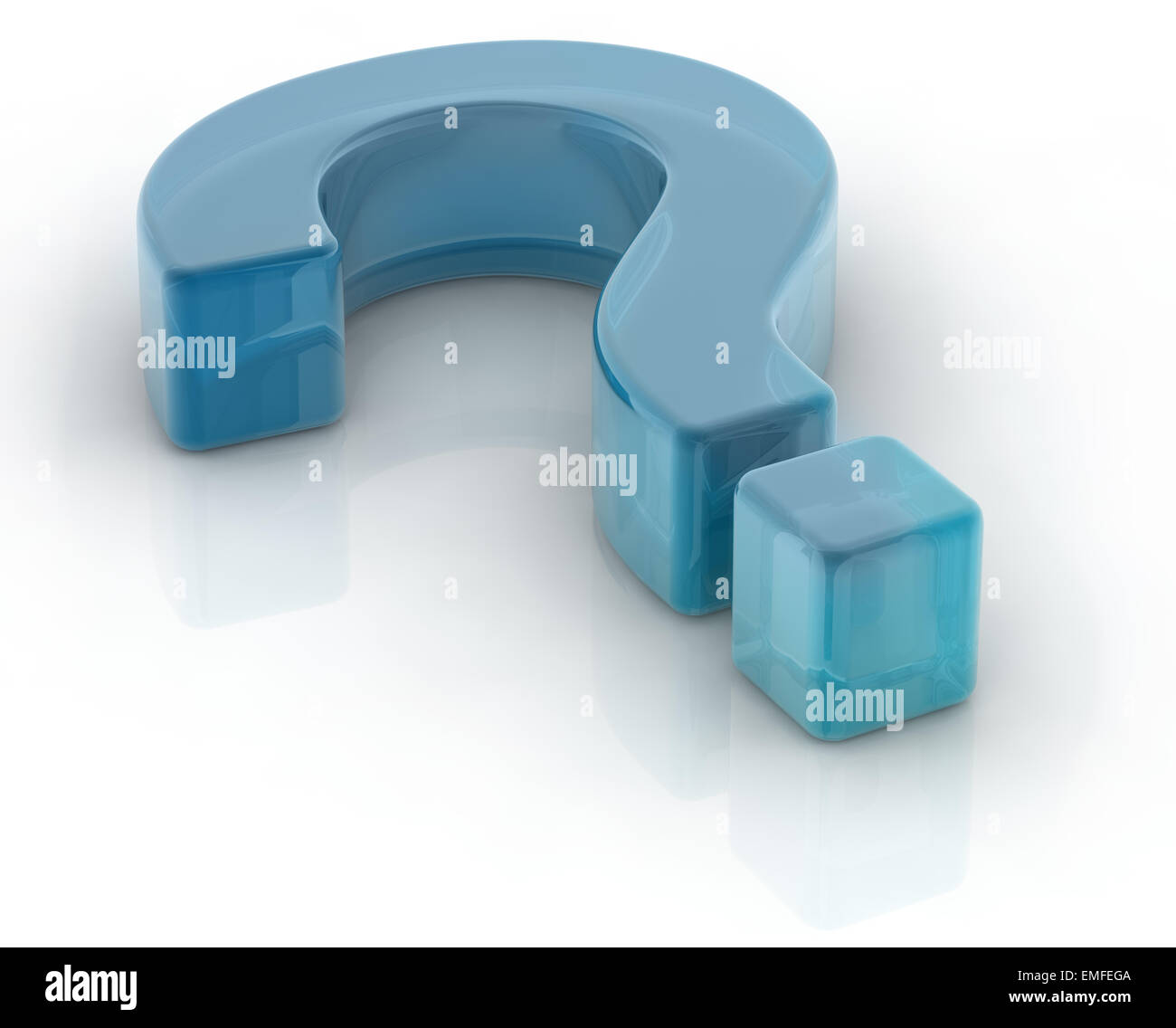 blue glass question mark on white background Stock Photo - Alamy