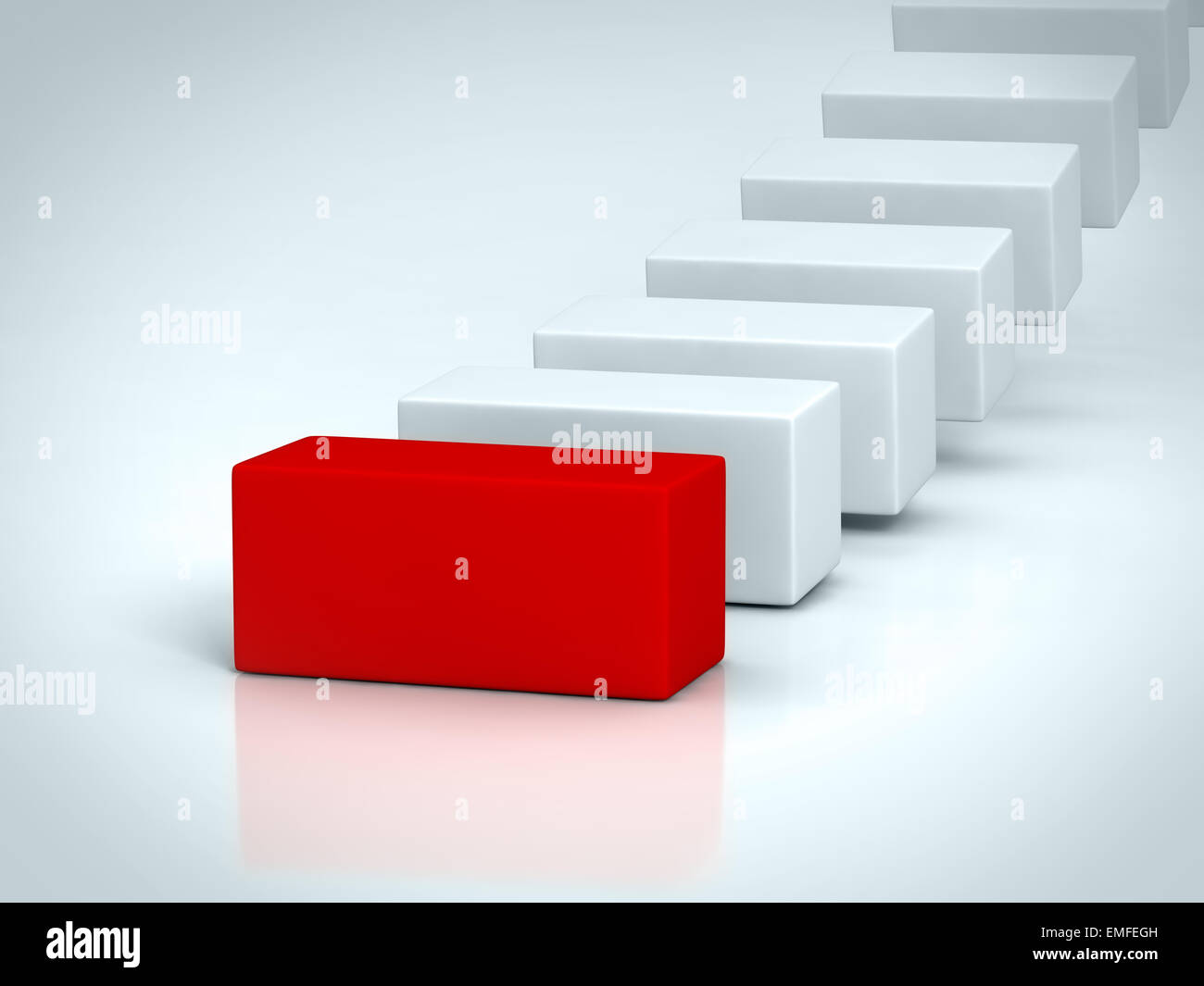 A red rectangle placed observably in a group of white rectangles Stock ...