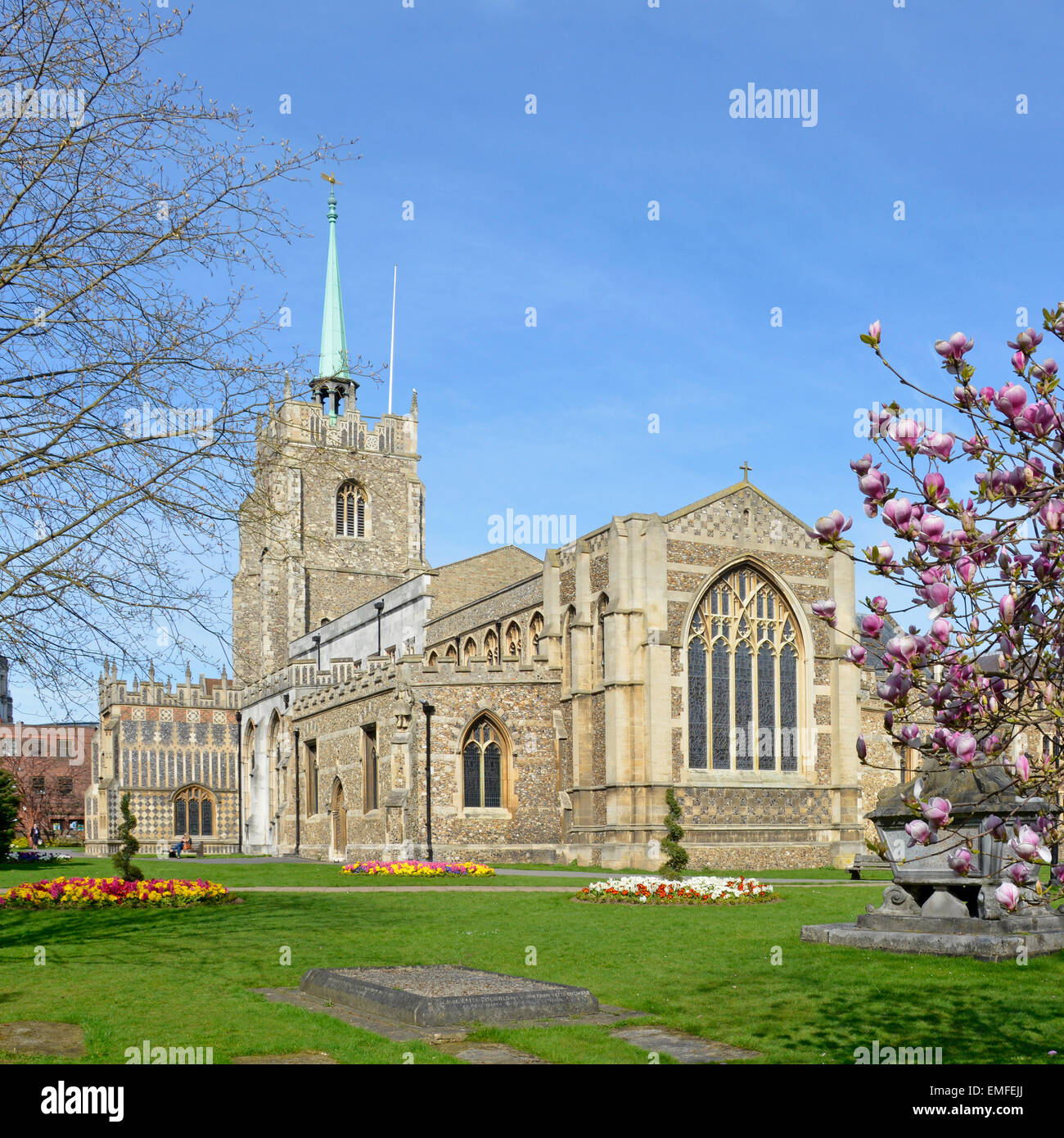 City of Chelmsford Anglican Cathedral walls of flint rubble stone ...