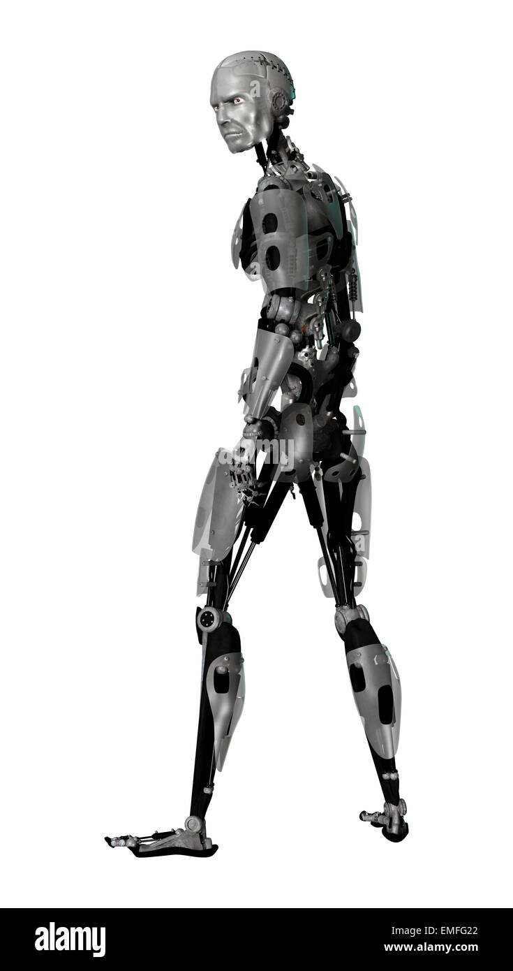 3D digital render of a male cyborg isolated on white background Stock ...