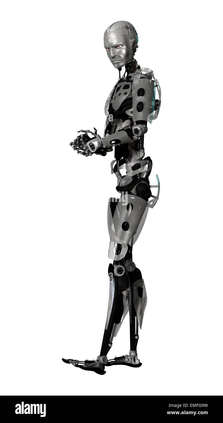 3D digital render of a male cyborg isolated on white background Stock ...