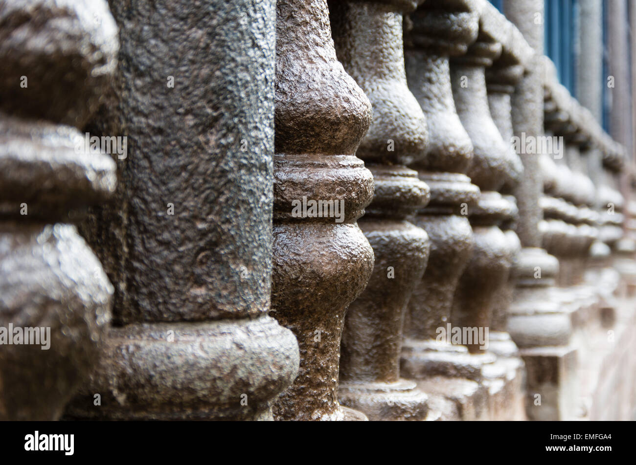 Spanish colonial architecture on a wall of Inca stone in Cusco, Peru ...