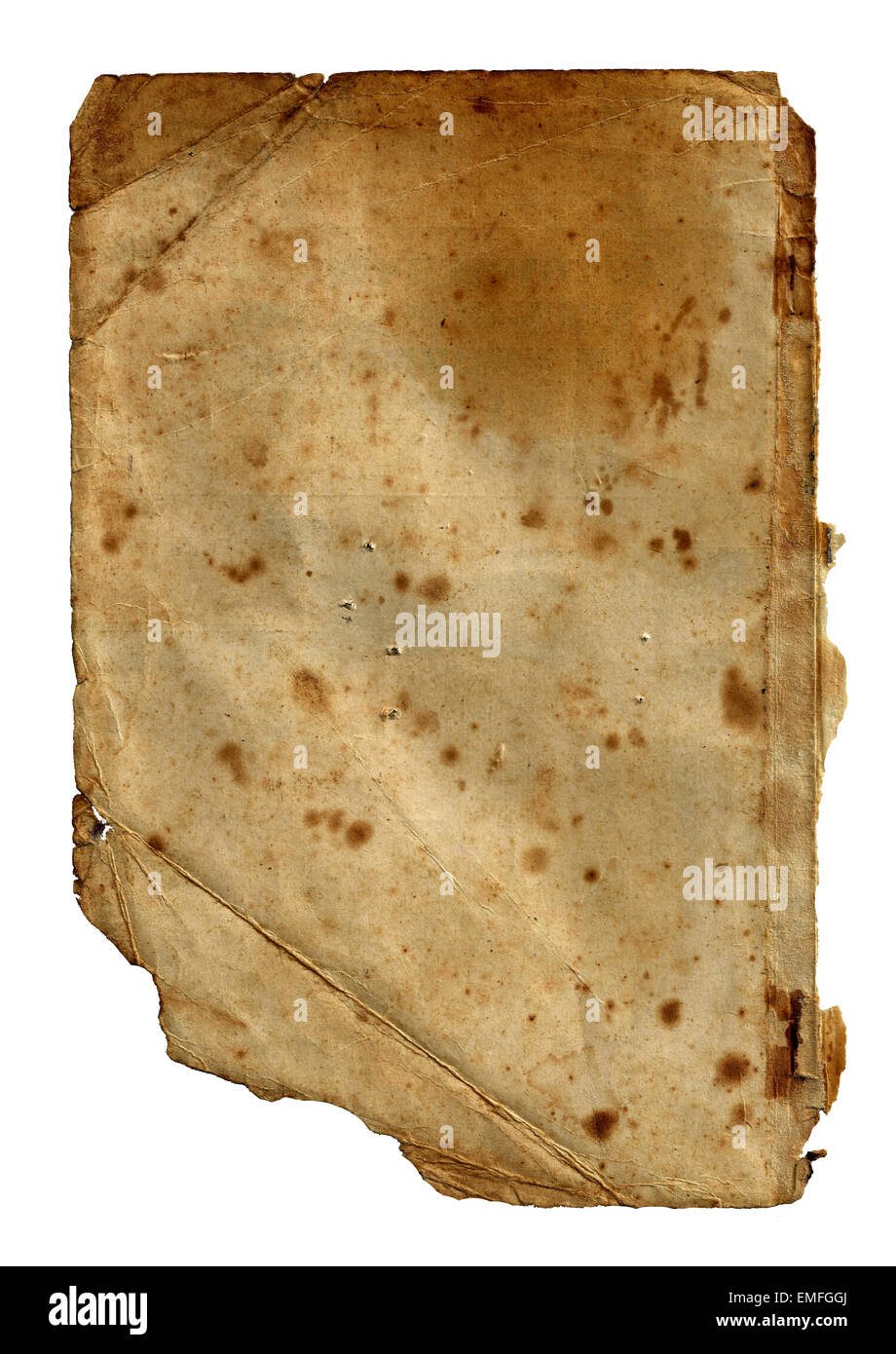 Old vintage dirty torn blank page book on a white background isolated ...