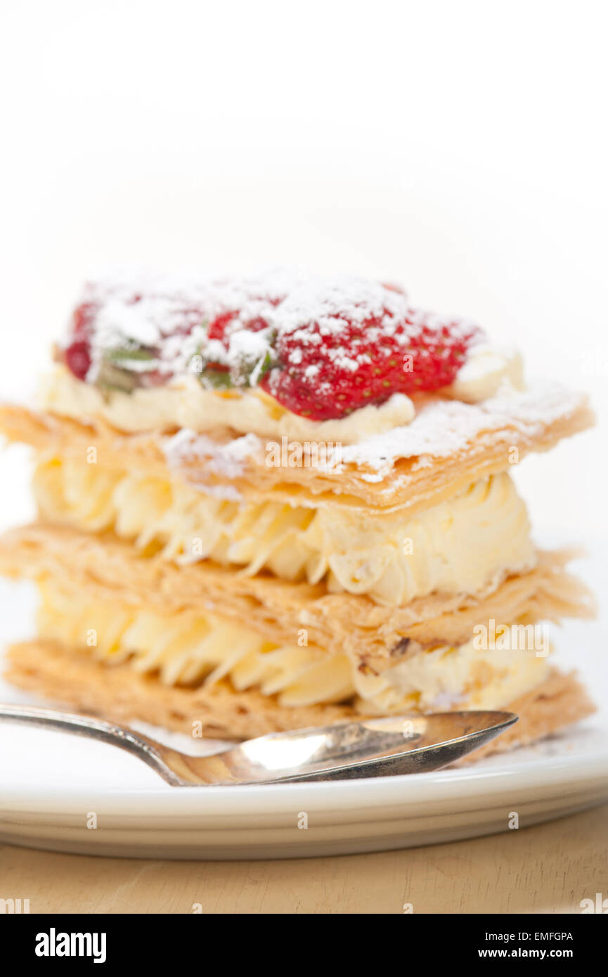 fresh baked napoleon strawberry and cream cake dessert Stock Photo - Alamy