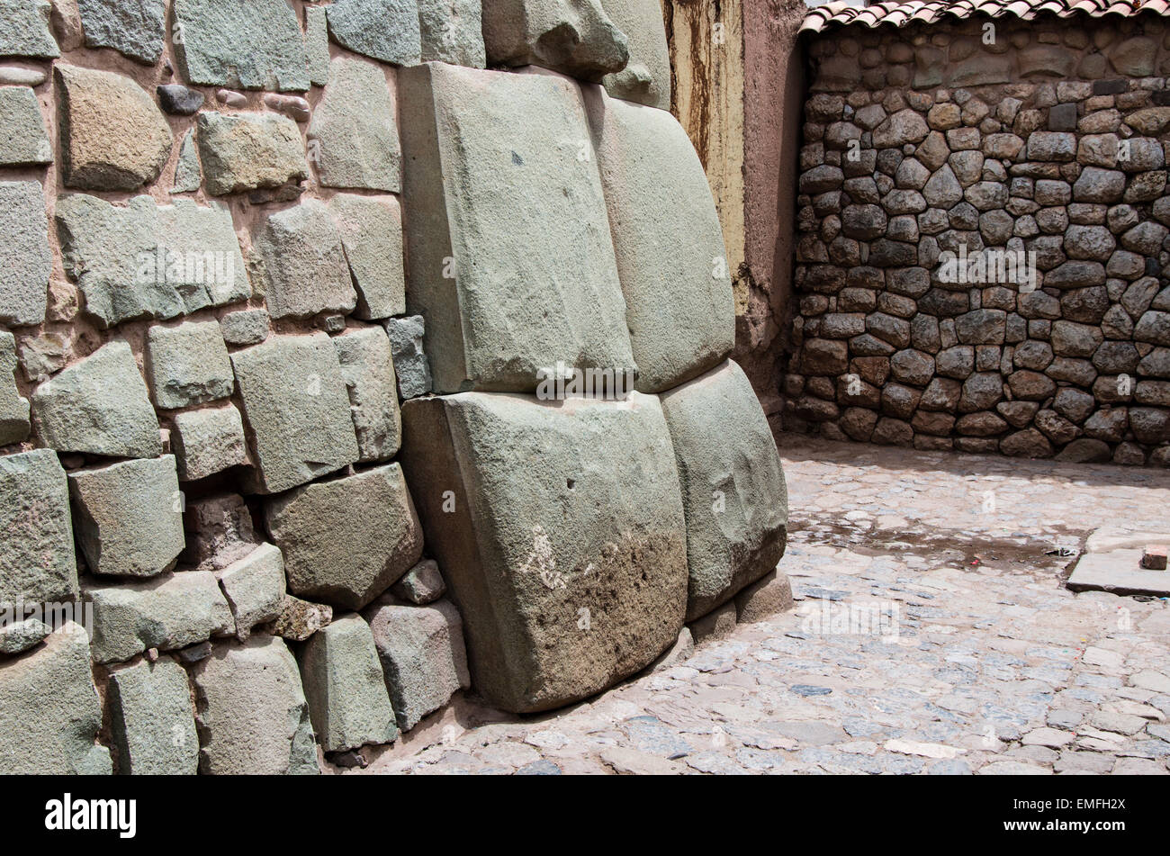 Inca wall in Cusco Archbishop's Palace. Peru Stock Photo - Alamy
