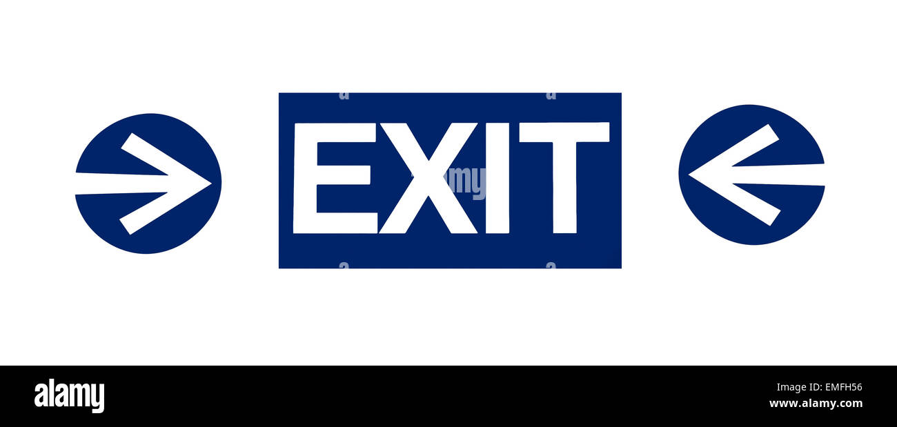 Exit sign with two arrows on white background Stock Photo - Alamy