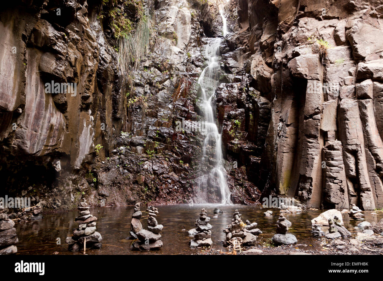 waterfall, Valle Gran Rey, La Gomera, Canary Islands, Spain, Europe ...