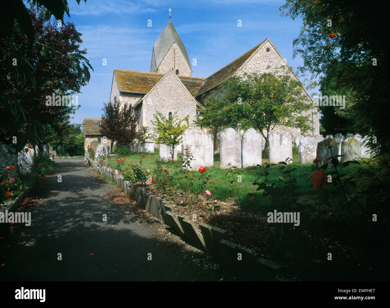 St Mary's Church, Sompting, West Sussex, England, with its distinctive ...