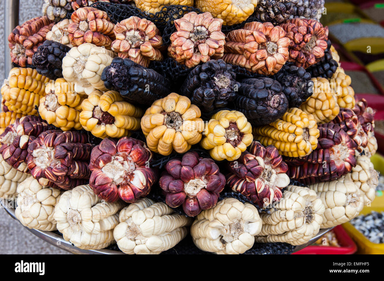 Different varieties of native maize(corn) in Cusco, Peru Stock Photo ...
