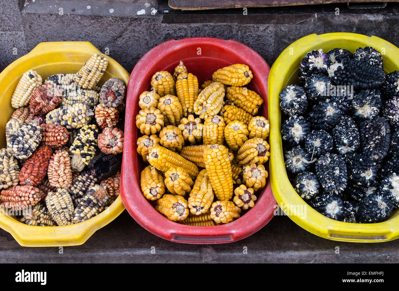 Different varieties of native maize(corn) in Cusco, Peru Stock Photo ...