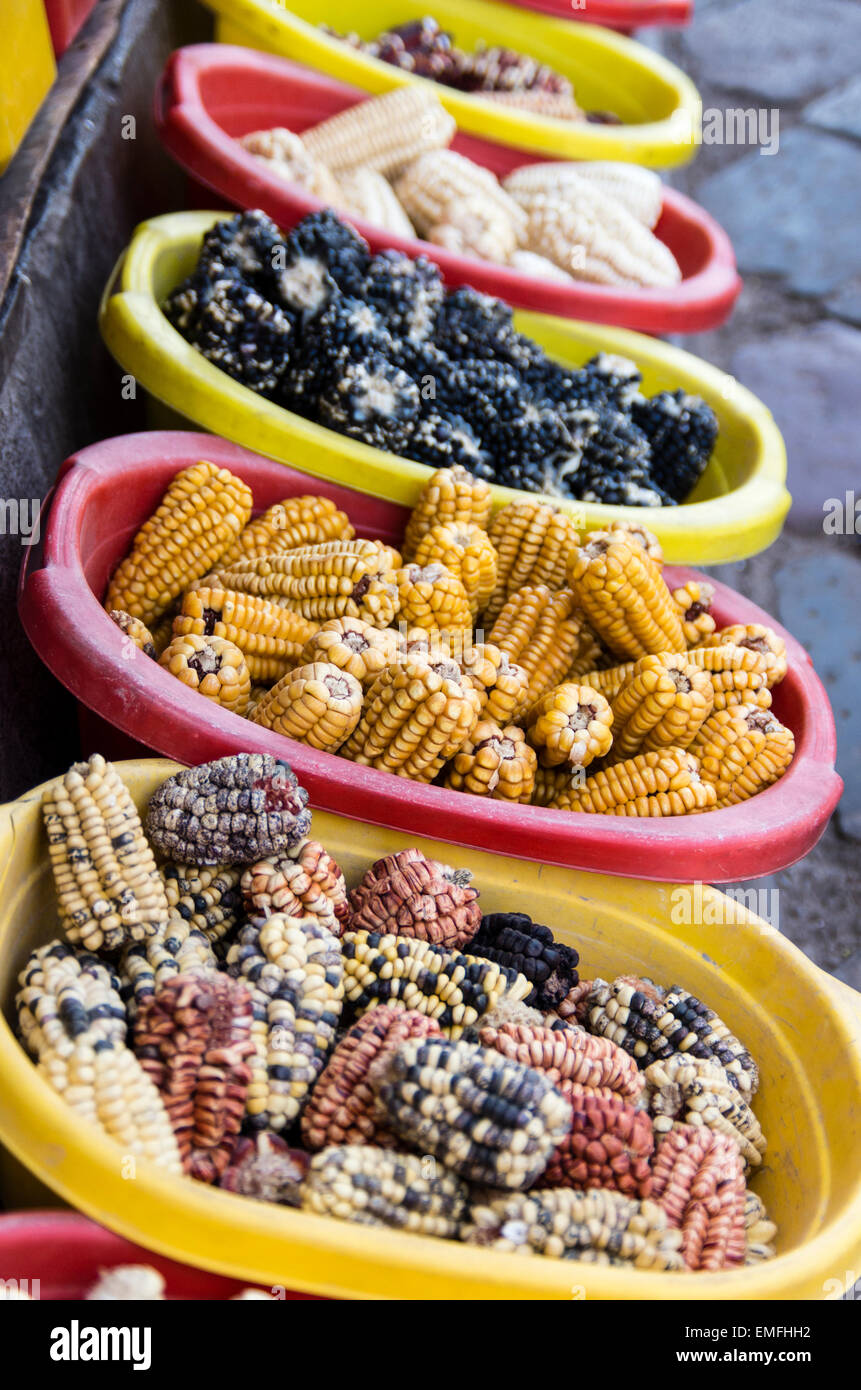 Different varieties of native maize(corn) in Cusco, Peru Stock Photo ...