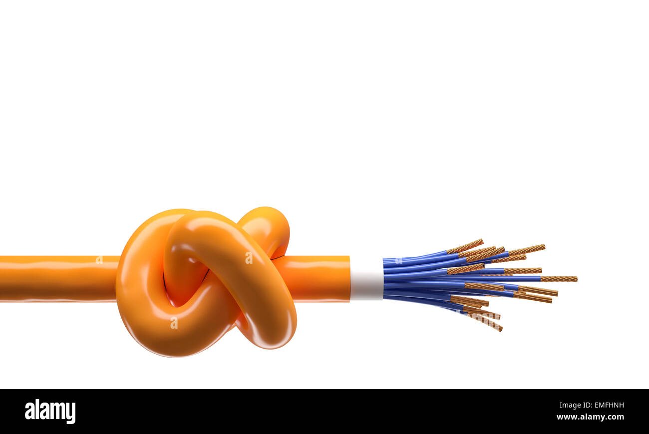 3d image of cable with huge knot Stock Photo - Alamy